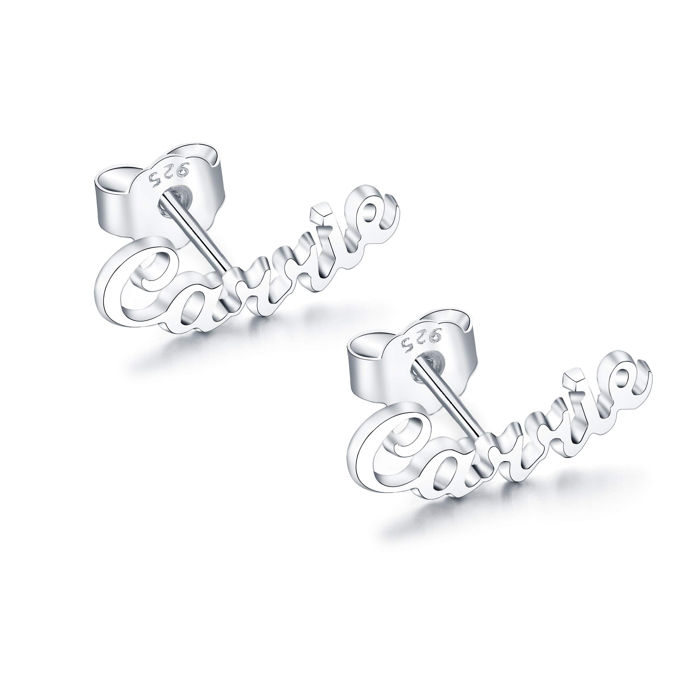 RESVIVI Sterling Silver Stud Personalized Name Earring Custom Made Any Name Earrings Customize Your Own Earring with Name Silver
