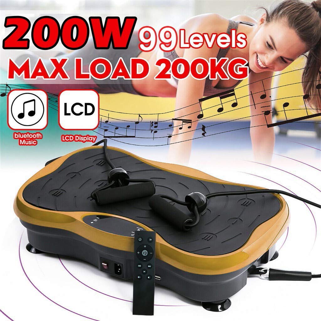NJ508 Vibration Plate Exercise Machine - Whole Body Workout Vibration Fitness Platform w/Loop Bands - Home Training Equipment for Weight Loss & Toning (Glod)
