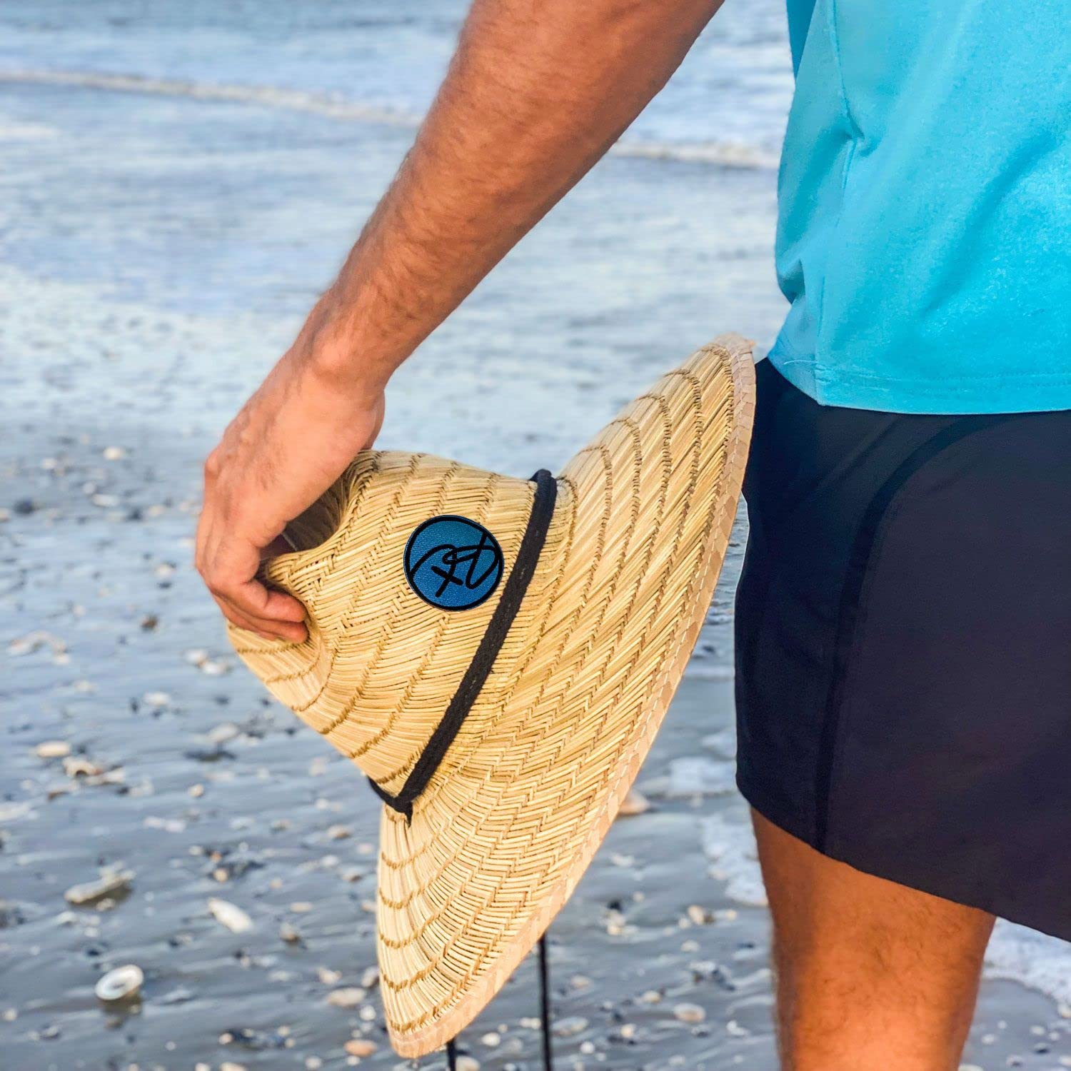 Panama Jack Rush Straw Lifeguard Sun Hat, 4" Bound Big Brim, Chin Cord and Toggle with Logo Patch (Brown, Large/X-Large)