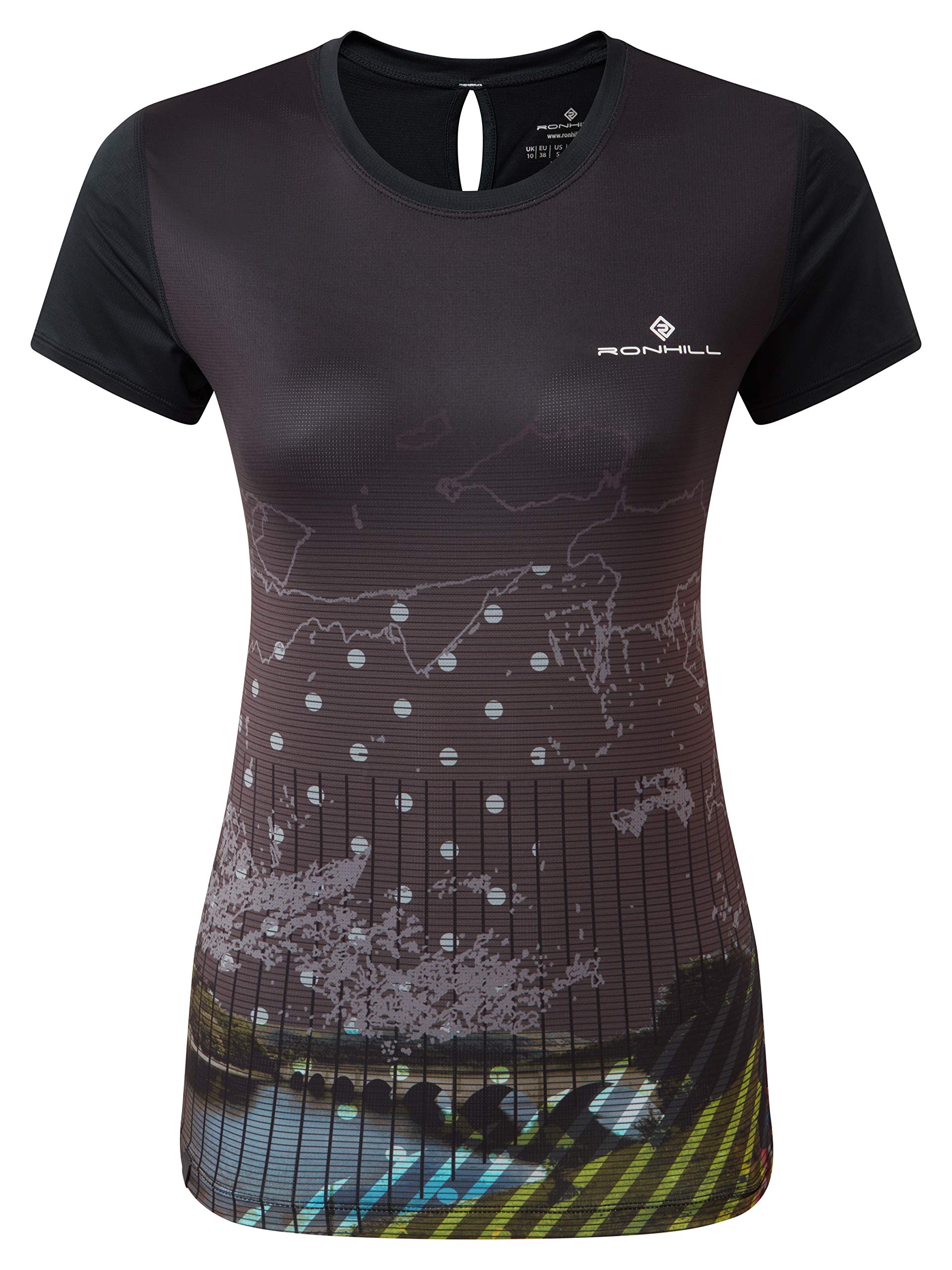 Ronhill Womens Tech Revive S/Tee, Black/Bright White, 10