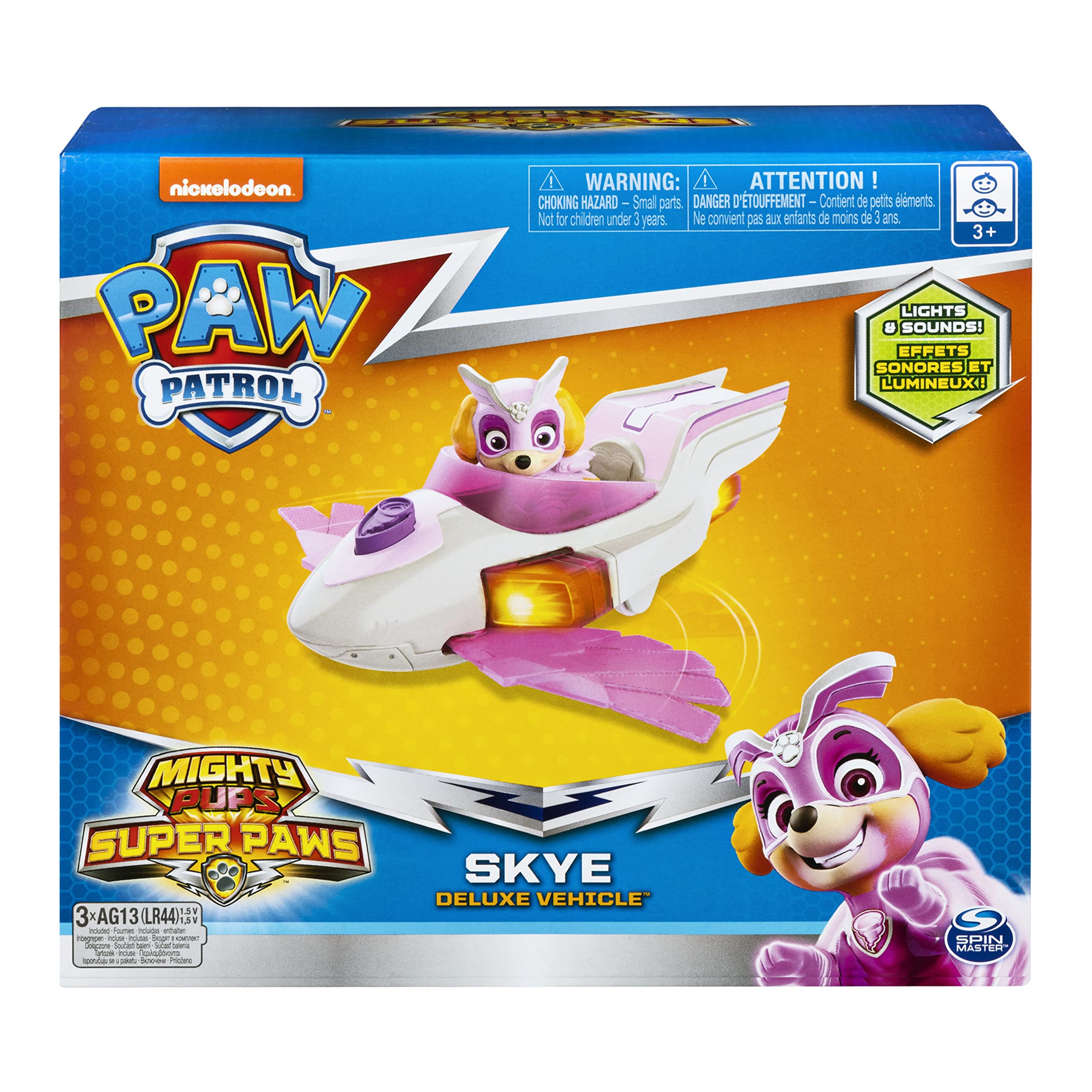 Paw Patrol, Mighty Pups Super Paws Skye’s Deluxe Vehicle with Lights and Sounds