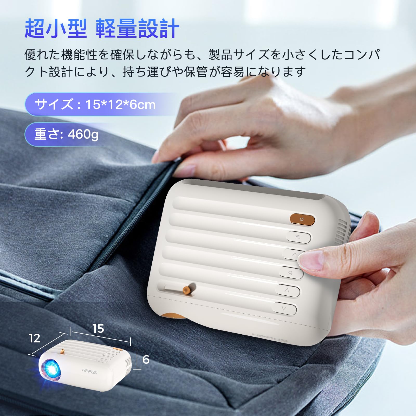 Mini Projector with 5G WiFi and Bluetooth, HIPPUS Portable Projector 1080P Supported 120ANSI, Bluetooth Movie Projector for Bedroom/Outdoor, Compatible with iOS/Android/Laptop/TV Stick/HDMI/PS5