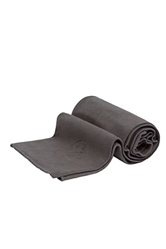 Manduka eQua Yoga Hand Towel - Quick Drying Microfiber, Lightweight, Yoga Accessories Easy for Travel, 16 Inch (40cm), Thunder Grey
