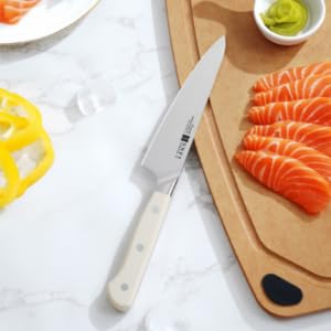 SNFSchneidteufel Gourmet 8 inch Chef Knife Made with X50CrMoV15 German Stainless Steel Blade and White Ergonomic Triple Rivet Classic Handle Design