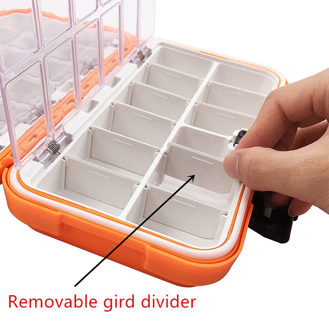 Toasis Fishing Tackle Accessory Box Small Fishing Hooks Weights Sinkers Swivel Storage Container (Black & Orange-2pcs)