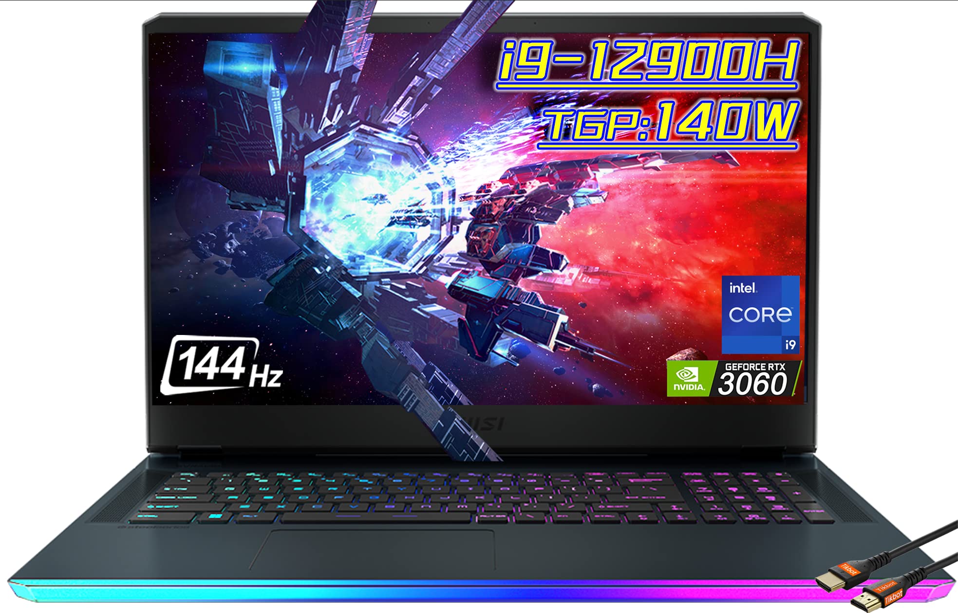 MSI GE76 Raider Gaming Laptop - 12th Gen Intel Core i9-12900H - GeForce RTX 3060 MUX TGP 140W - 17.3" 144HZ 1080p – 99.9WHr w/HDMI (64GB RAM | 2TB PCIe SSD)