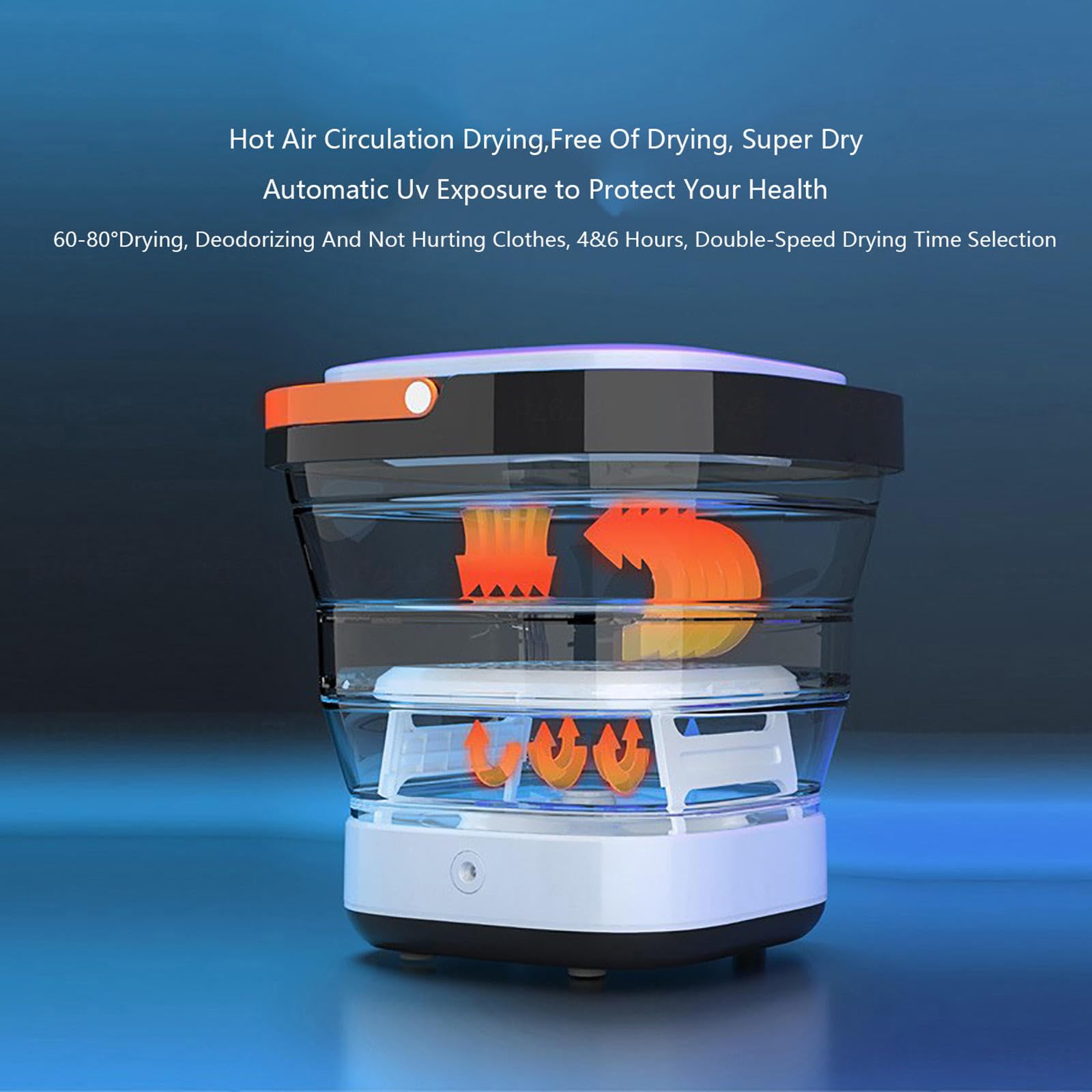 Mini Washer and Dryer Combo Portable with 60/80℃ Drying and UV, Mini Washer and Dryer Combo Portable 4D Wave Wheel,High Power for small rooms,camping,RV travel,White