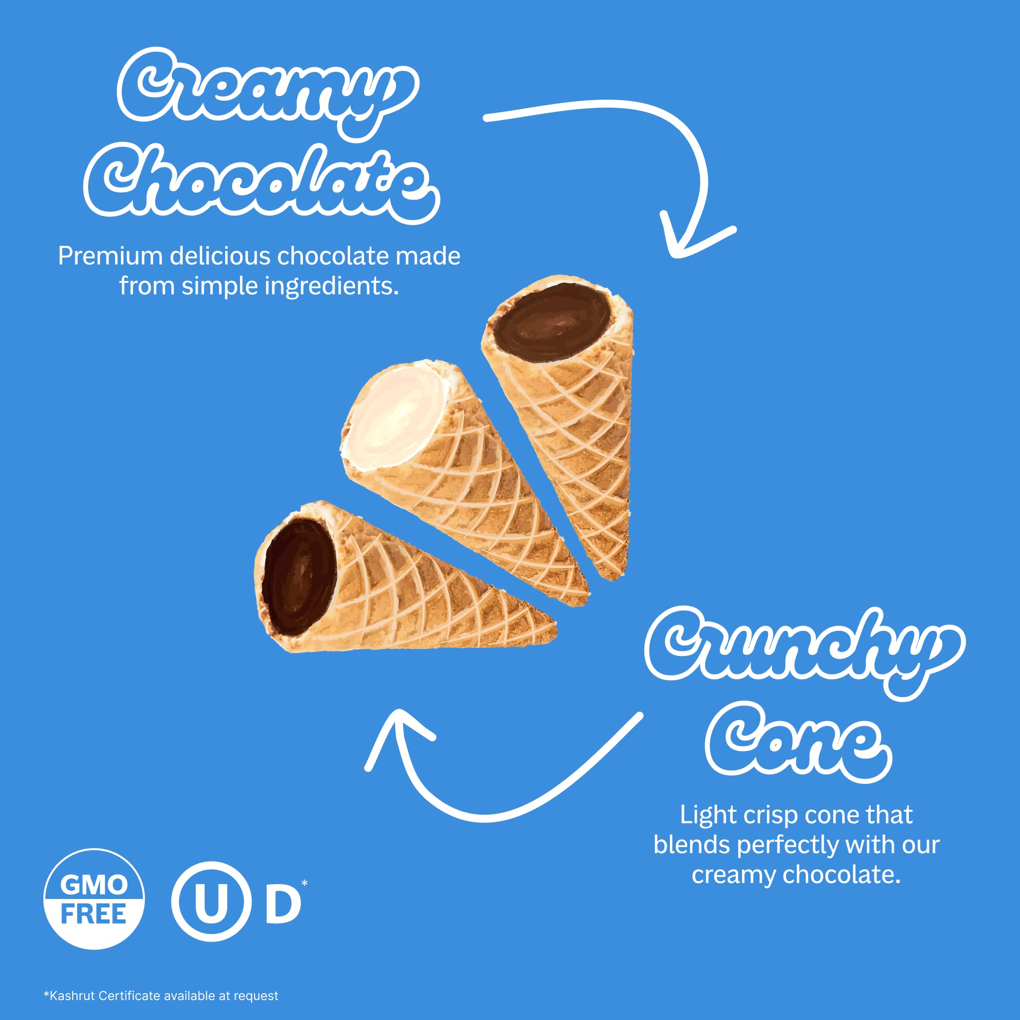 Muddy Bites Waffle Cone Snacks Bite Sized Chocolate Filled Waffle Cones for Snack or Dessert, Ice Cream Topping, Premium Chocolate made with Pure Cane Sugar, Non-GMO, Kosher (Variety Pack, 6 Bags)