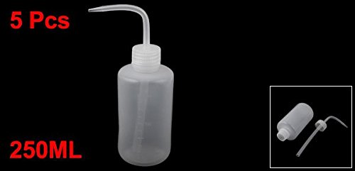 uxcell 5 Pcs 250mL Bent Tip White Plastic Oil Liquid Storage Squeeze Bottle