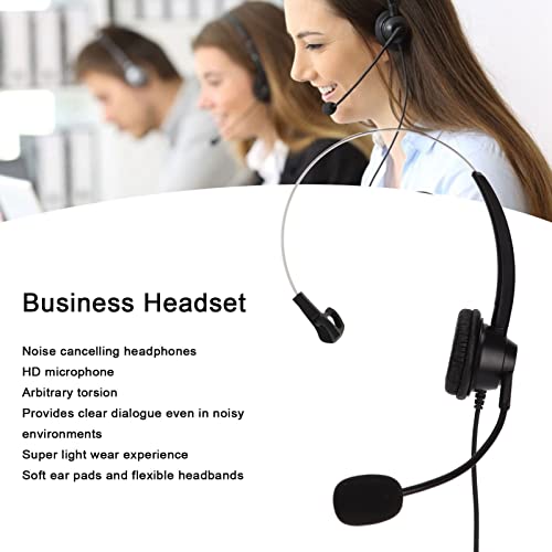 YYOYY Business Headset, 2.5mm Computer Headphones with HD Noise Canceling Microphone, for Call Center, Customer Service, Office, Super Light, Ultra Comfort