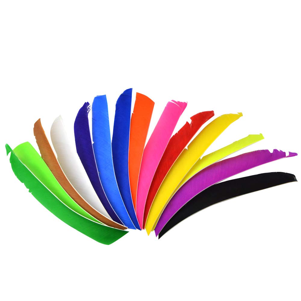 SHARROW 50pcs Archery Arrow Turkey Feathers Arrow Fletches Fletching Natural Feather Left Wing for Hunting Shooting Accessory (Brown)