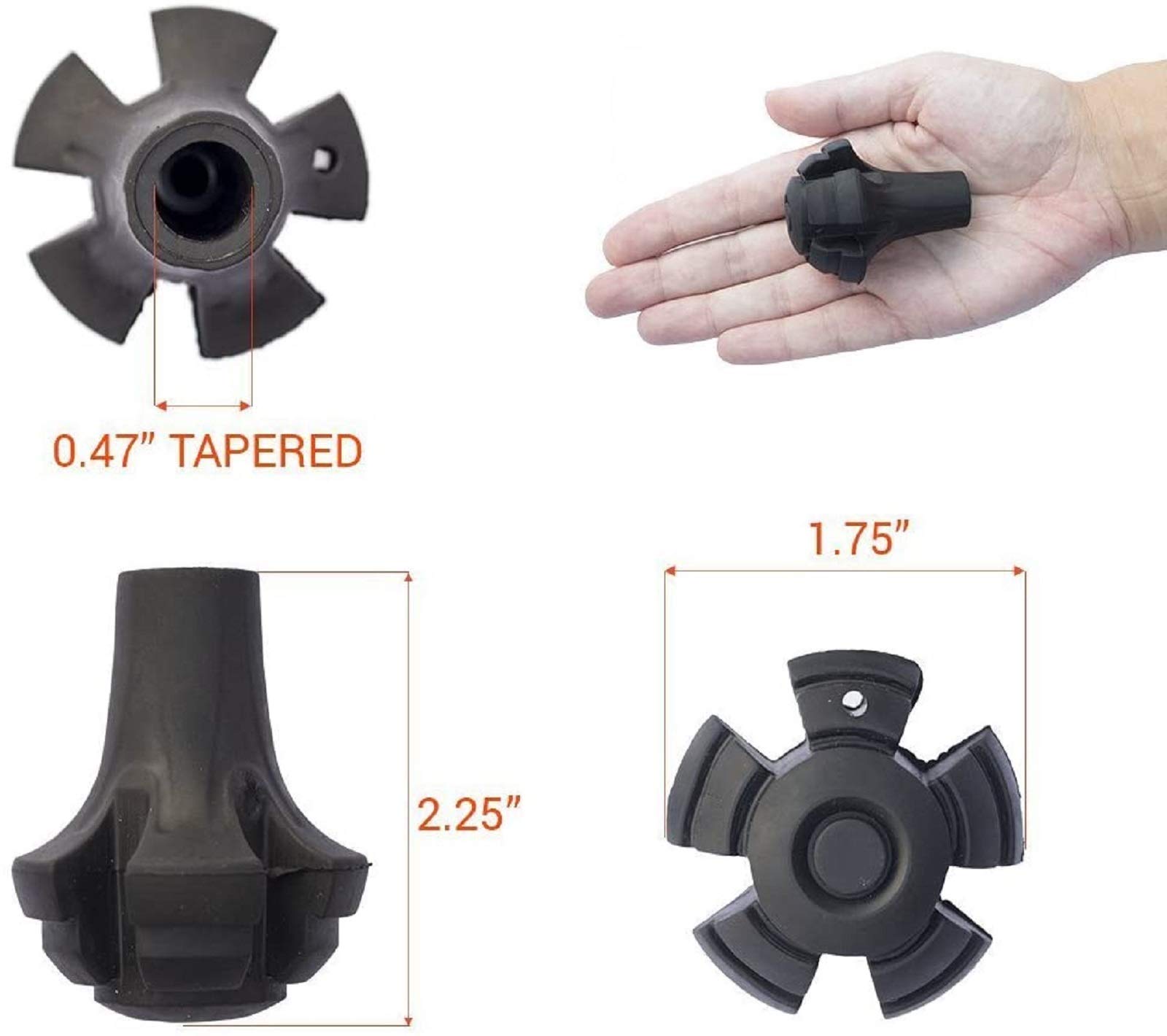 Monfasye Trekking Poles Tips, Rubber Hiking Sticks End Caps Protectors Replacement Accessorie Fit Most Hiking Trekking Walking Canes (6 Pieces)