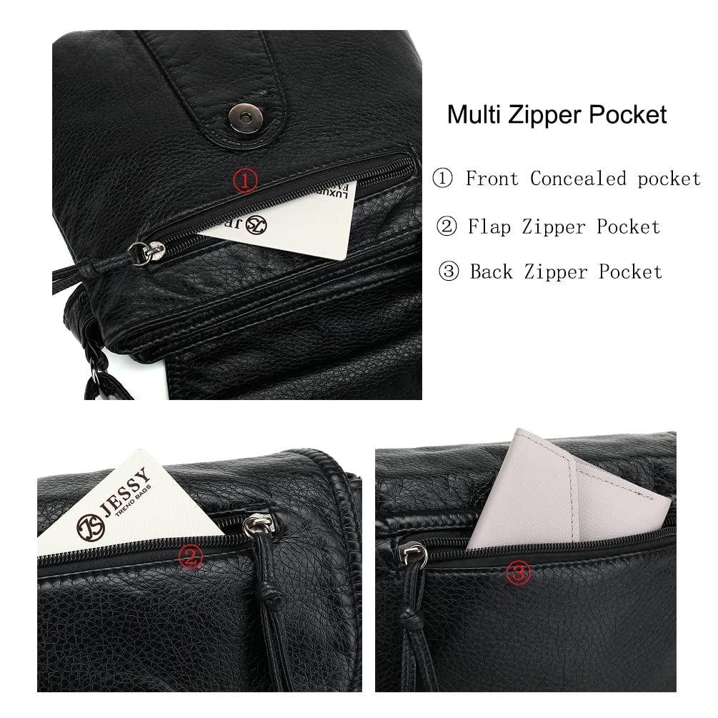 ZOVYRON Soft Leather Crossbody Purse for Women, Lightweight Crossbody Bag Multi Pocket Flapover Shoulder Bag