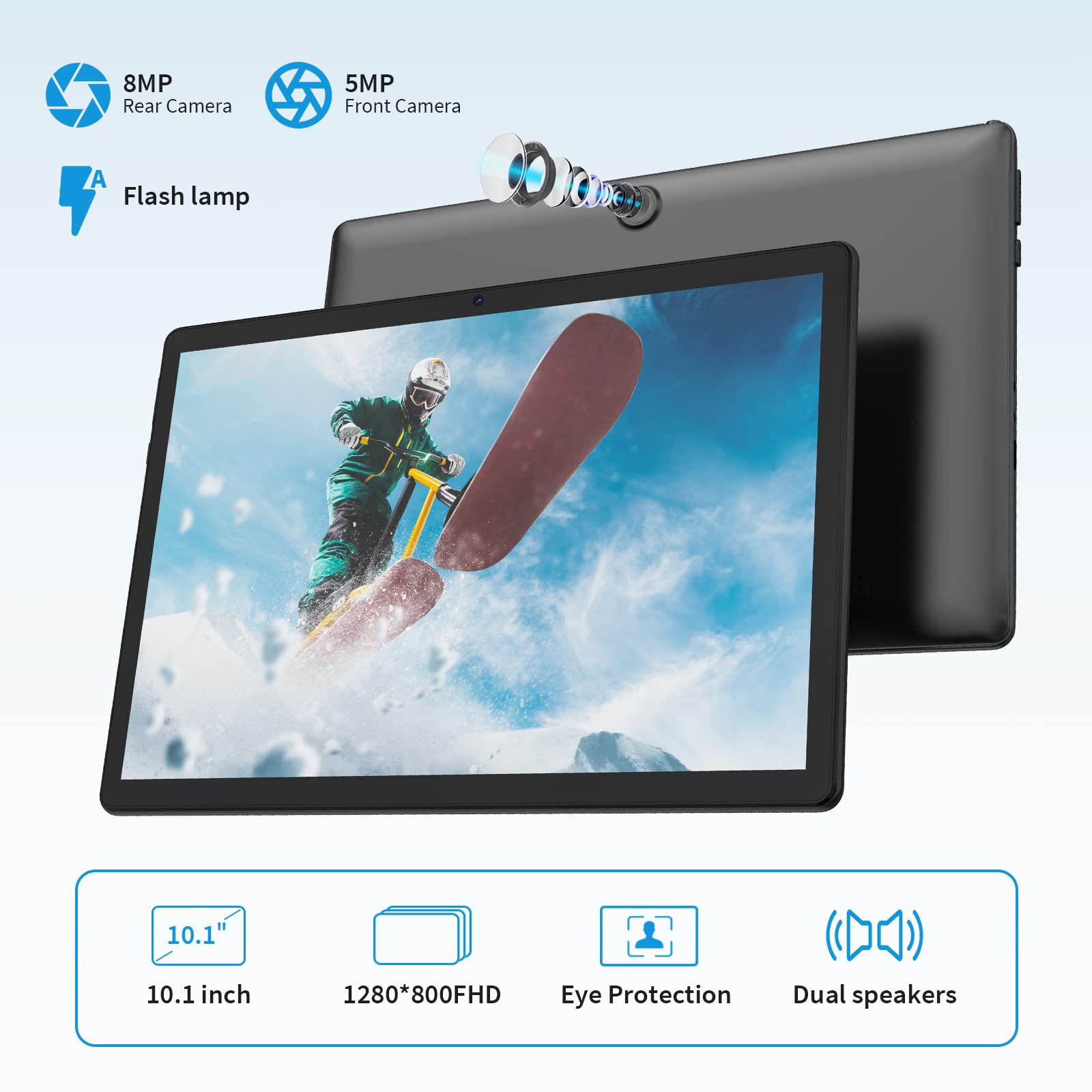 RliyOliy Android Tablet, 10 inch Android 12 Tablet with Case, 2GB RAM 64GB ROM 512GB Expand Android Tablet with Dual Camera, WiFi, Bluetooth, 8000mAh, HD Touch Screen, GMS Certified