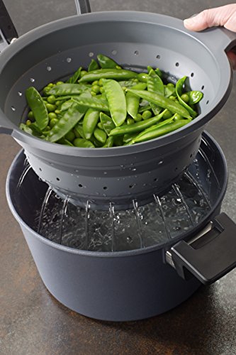 Woll Insert & Lid Concept Plus Diamond Reinforced Nonstick Stockpot with Silicone Insert and Lid, 8-Quart, 11-Inch Diameter, Gray