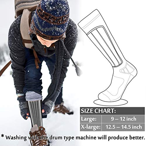 Ski Socks High Performance Thick Snow Skiing Socks- Thickening Warm Outdoor Wool Sports Stocking for Skiing Hiking Snowboard (L, Black 3pair)