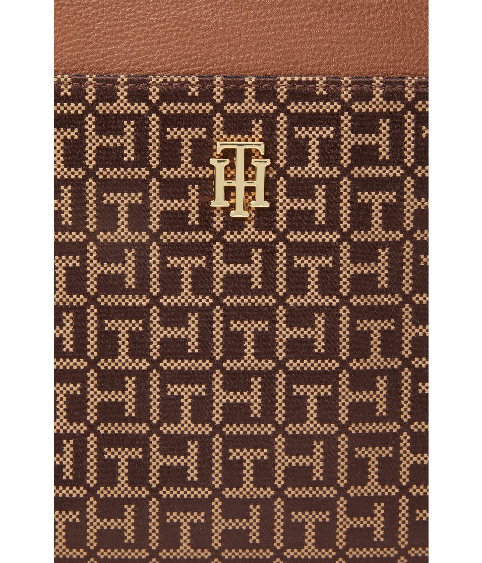 Tommy Hilfiger Antonella II Crossbody Square Monogram Jacquard Chestnut/Tannin/Red One Size