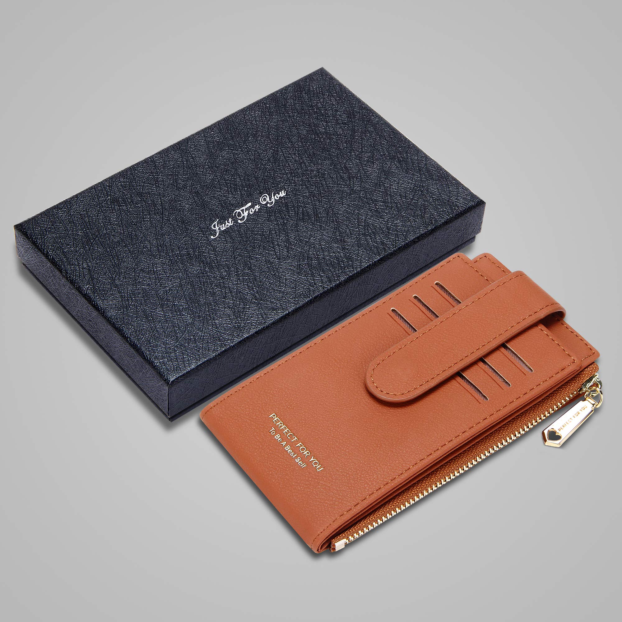 OIDERY RFID Card Holder Wallet for Women Slim Bifold Zipper Card Organizer Wallets with Gift Box