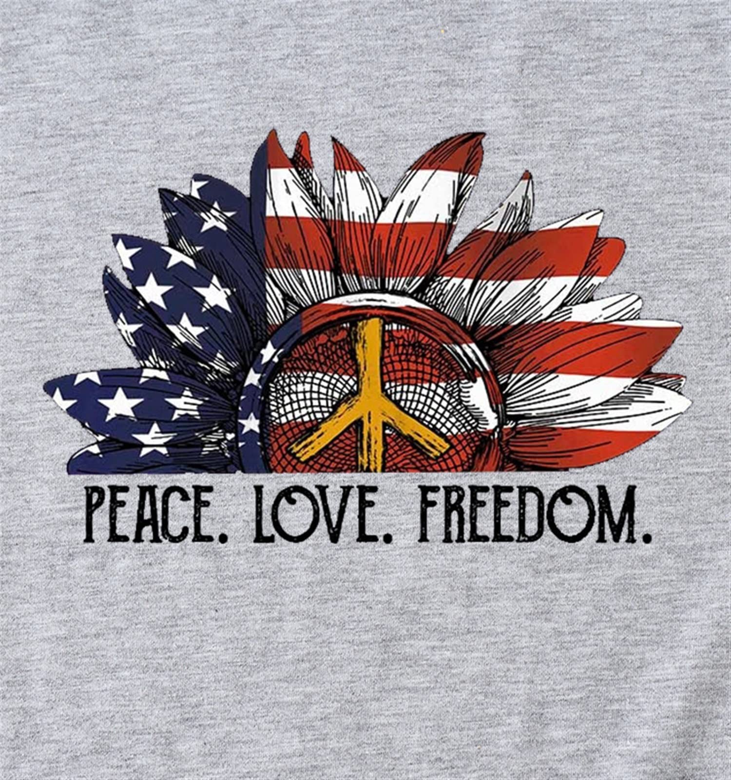 Women's T-Shirt Short Sleeve Casual Tops with Peace Love Freedom Lettering Print Plus Size Tees Olive Green