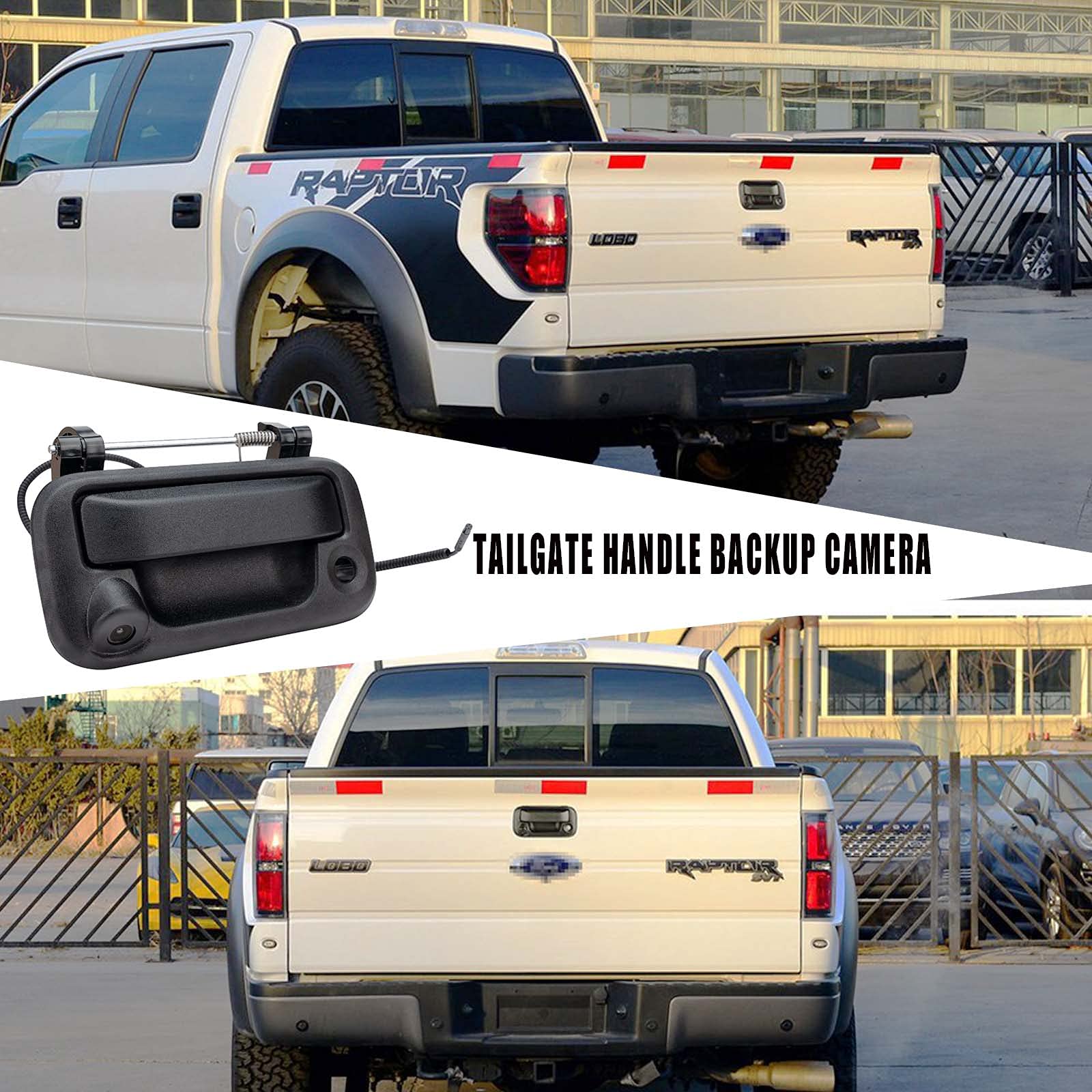 Rear View Camera Tailgate Handle Camera Compatible with Ford F150 2004-2014, F250 F-350 F450 F550 2008-2016 Tailgate Backup Camera, Car Rear View Camera Tailgate Handle (Black)