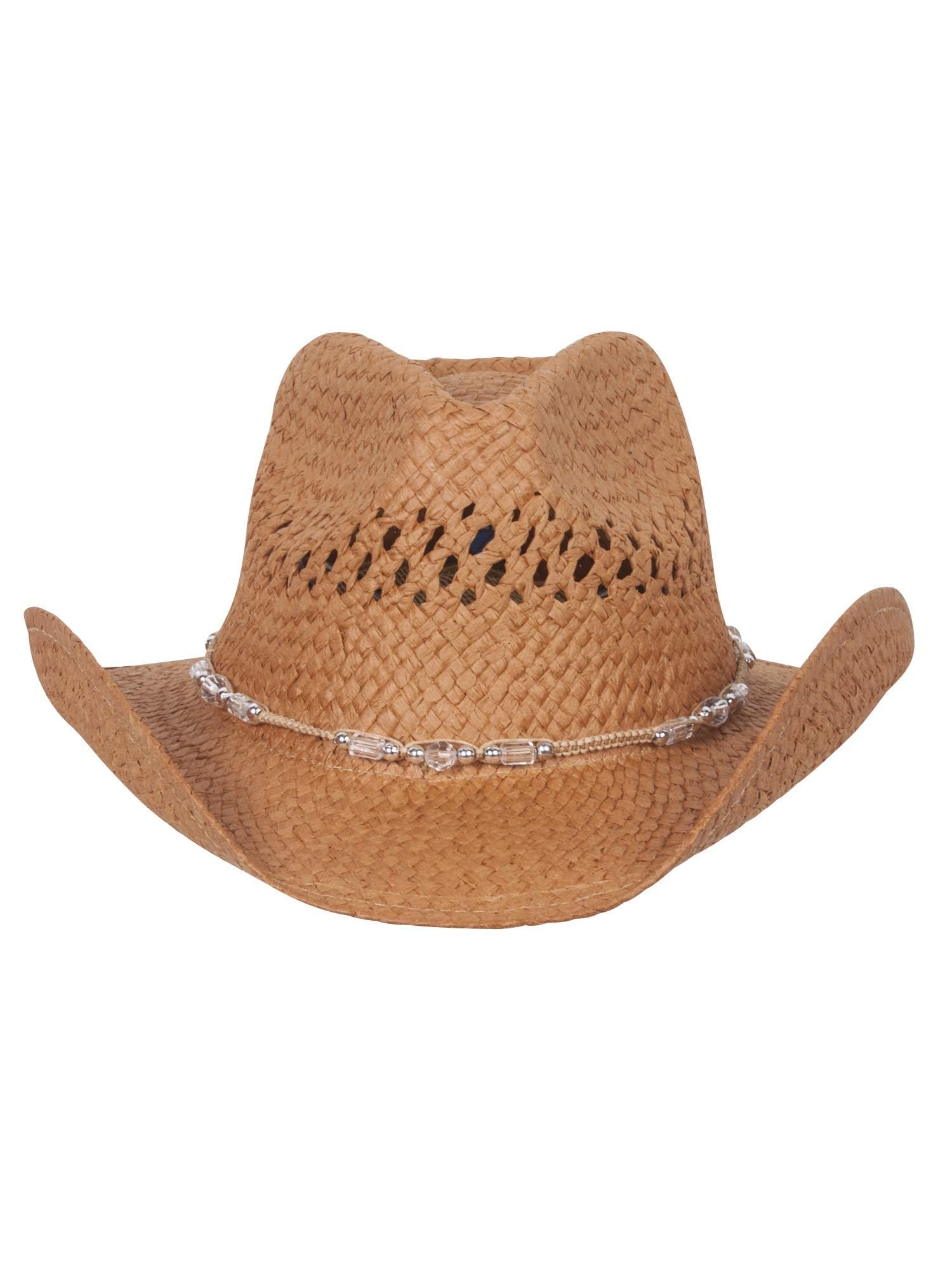 MG Womens Straw Outback Toyo Cowboy Hat, Brown
