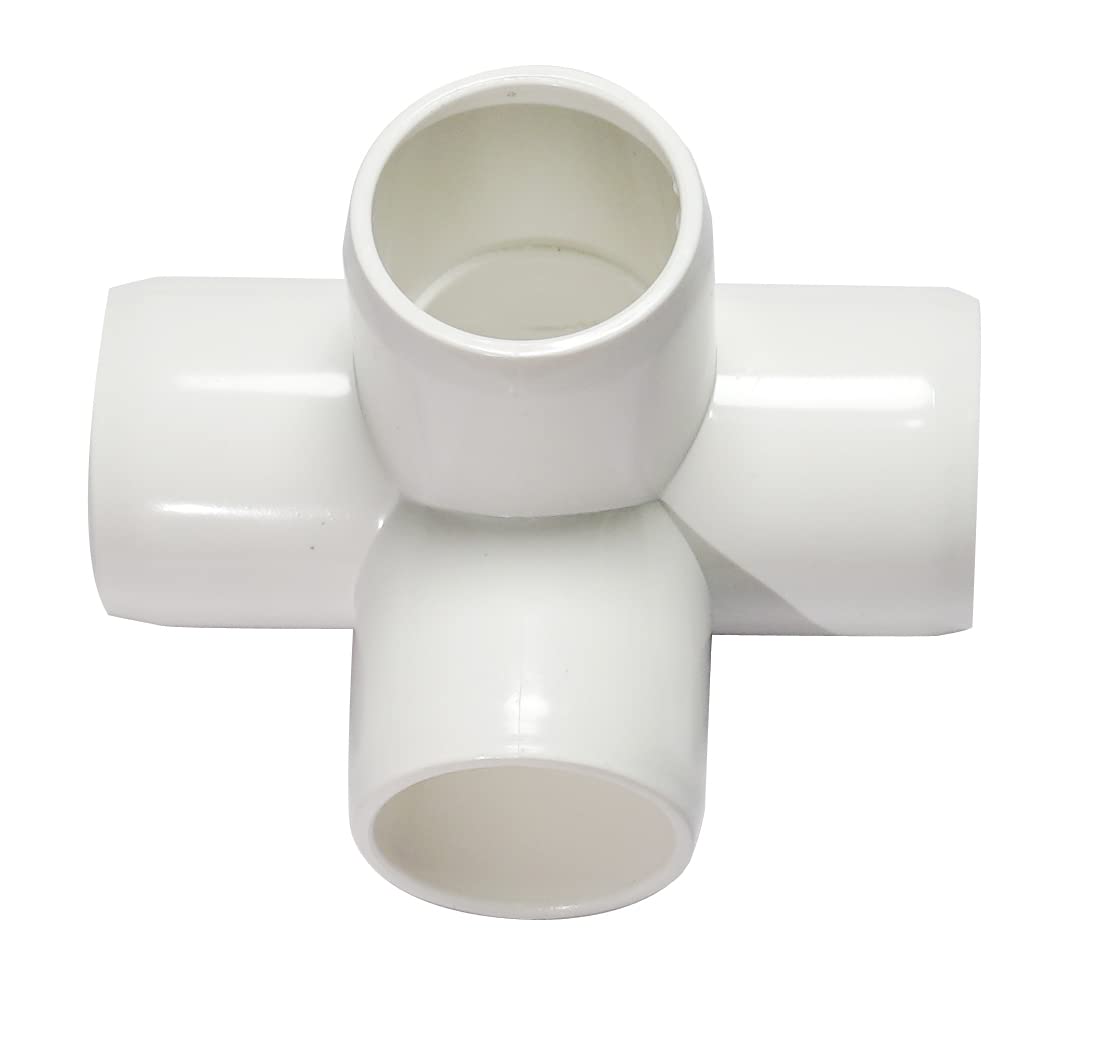 Rainbow Dream 4-Way 3/4 Inch PVC Elbow Corner Tee Fittings, 4 Way PVC Pipe Fitting Connectors - Build Heavy Duty Furniture Grade for 3/4 inch PVC Pipe - 8 Pack, White