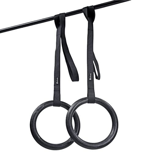 Rebuwo Professional Gymnastic Rings, Gym Rings with Straps, Pull Up Rings, Non-Slip Gymnastic Rings, Pull up Rings with Straps, Gymnastic Rings with Adjustable Straps
