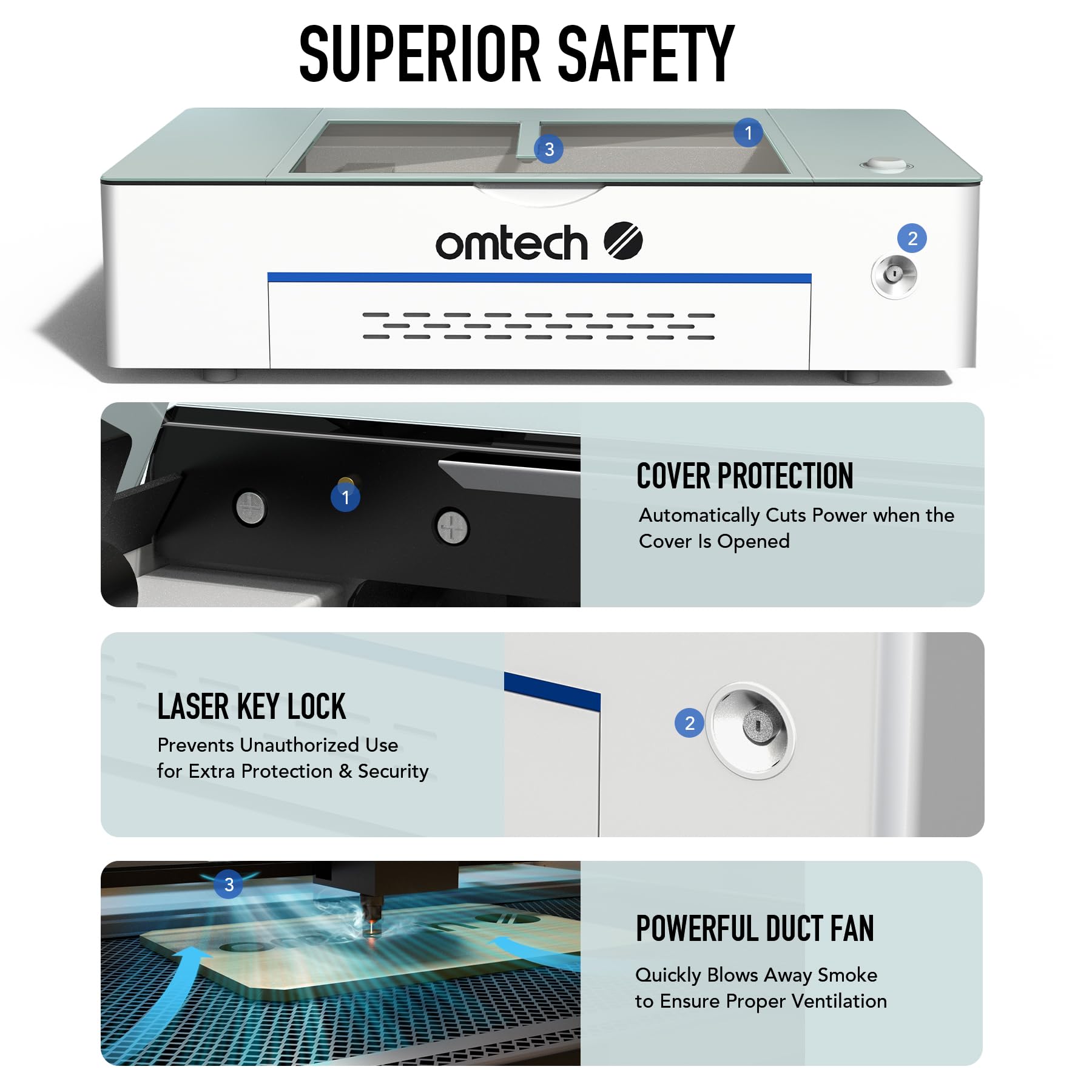 OMTech 50W Desktop Laser Engraver with LightBurn,12x20 CO2 Laser Engraving Machine with 2 Rotary Axes 5MP Camera Fume Extractor Water Chiller,Polar 350 Laser Machine Laser class 2,0.827mW output power