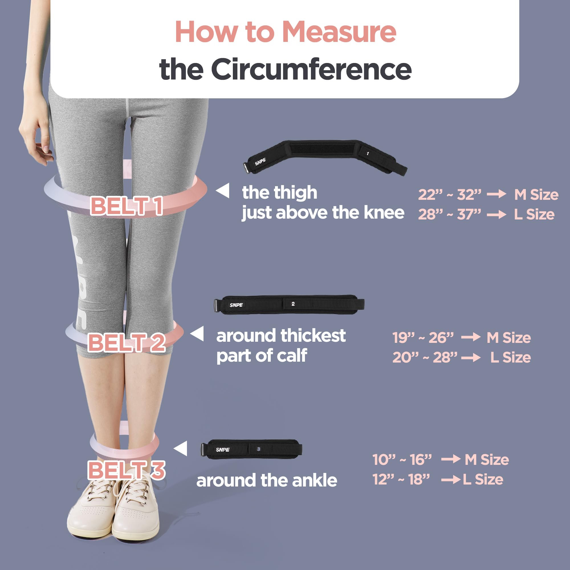 SNPE Leg Belts (L) Posture Corrector for Bowed Legs and Body for Women and Men. Pain Relief for Knees, Legs, Lower Back