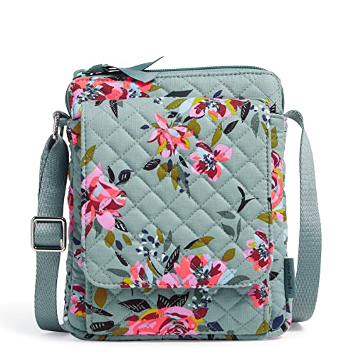 Vera Bradley Women's Cotton Mini Hipster Crossbody Purse With RFID Protection, Rosy Outlook - Recycled Cotton, One Size