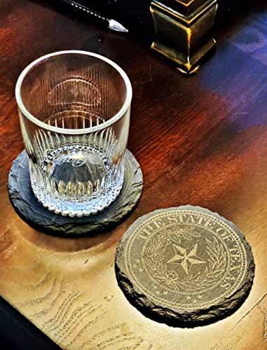 Texas State Seal, Texan Gifts, HANDCRAFTED Texas Lonestar Coasters, Wedding Gift, Texan Coasters, 4" Texas State Seal Coasters, Set of 4