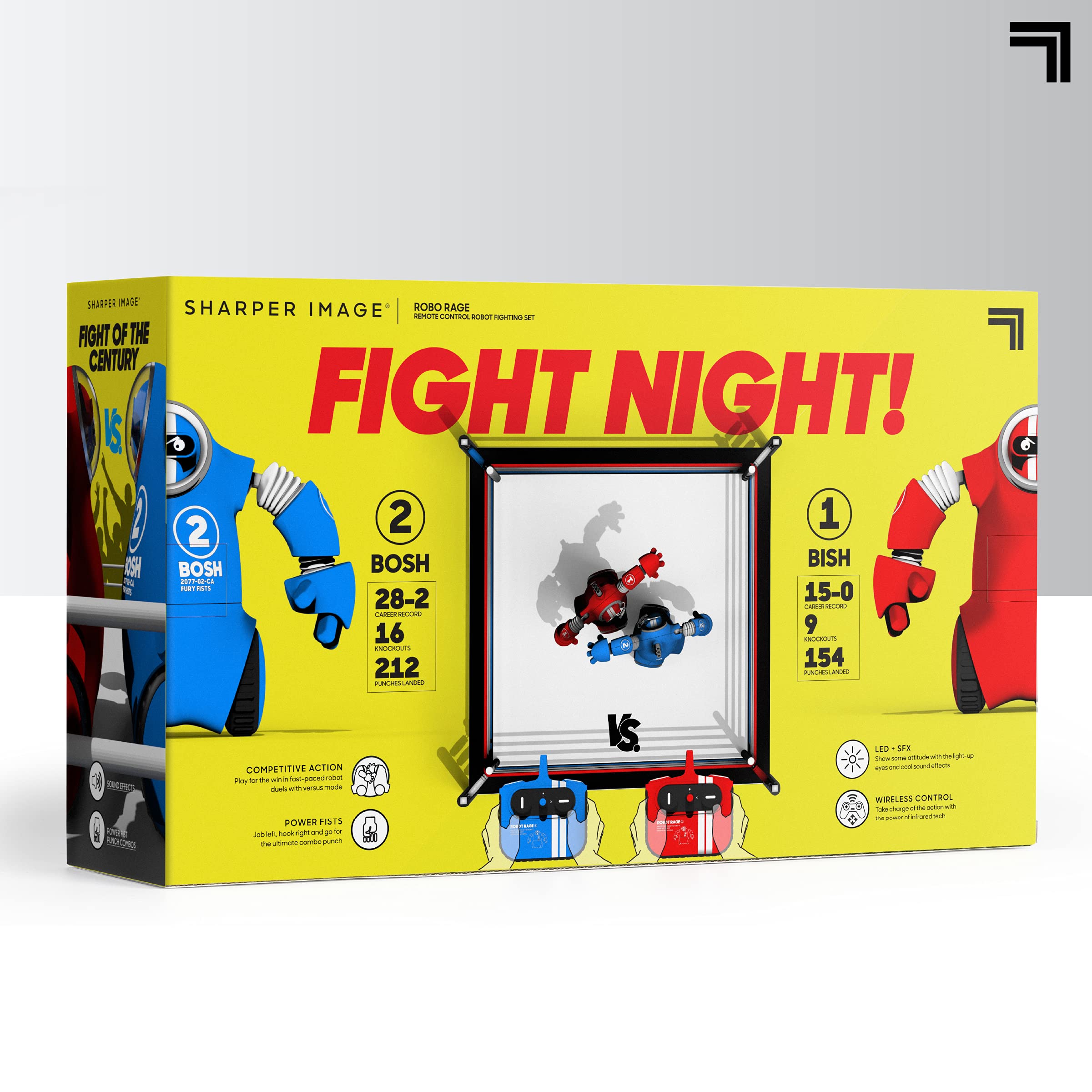 Sharper Image® Robo Rage Remote Control 2-Player Robot Fighting Set, Wireless Boxing Robots for Kids & Family, Fun Electronic Wrestling Toy with LED Lights & Sound Effects, Battle Activity Game