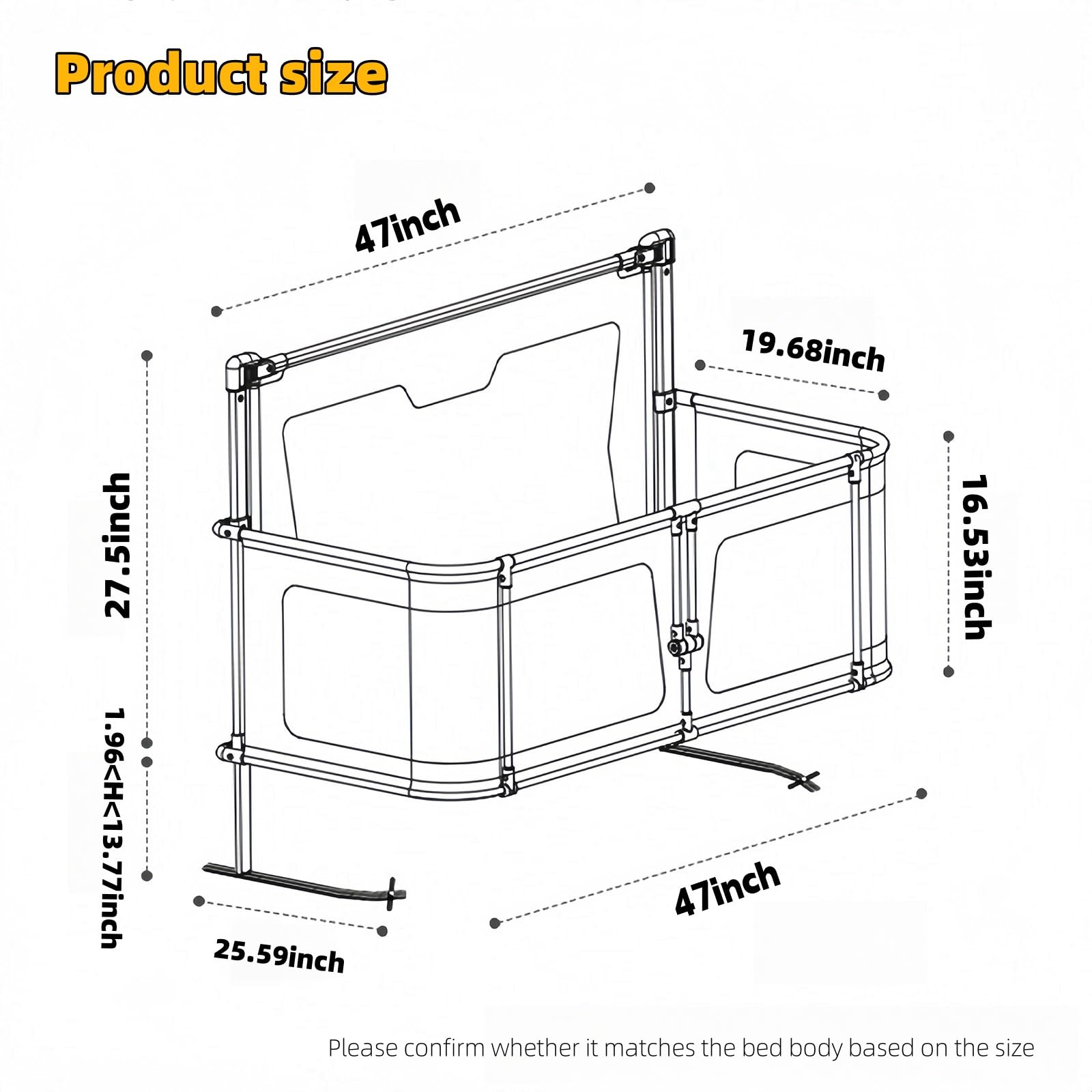 PANBAYI Bedside Crib - 3 in 1 Baby Bassinet, Portable Crib and Bed Rail for Co-Sleeping Babies. Bed Side Lifting Fence with Adjustable Height,Easy to Assemble,Bed Rail for Toddlers