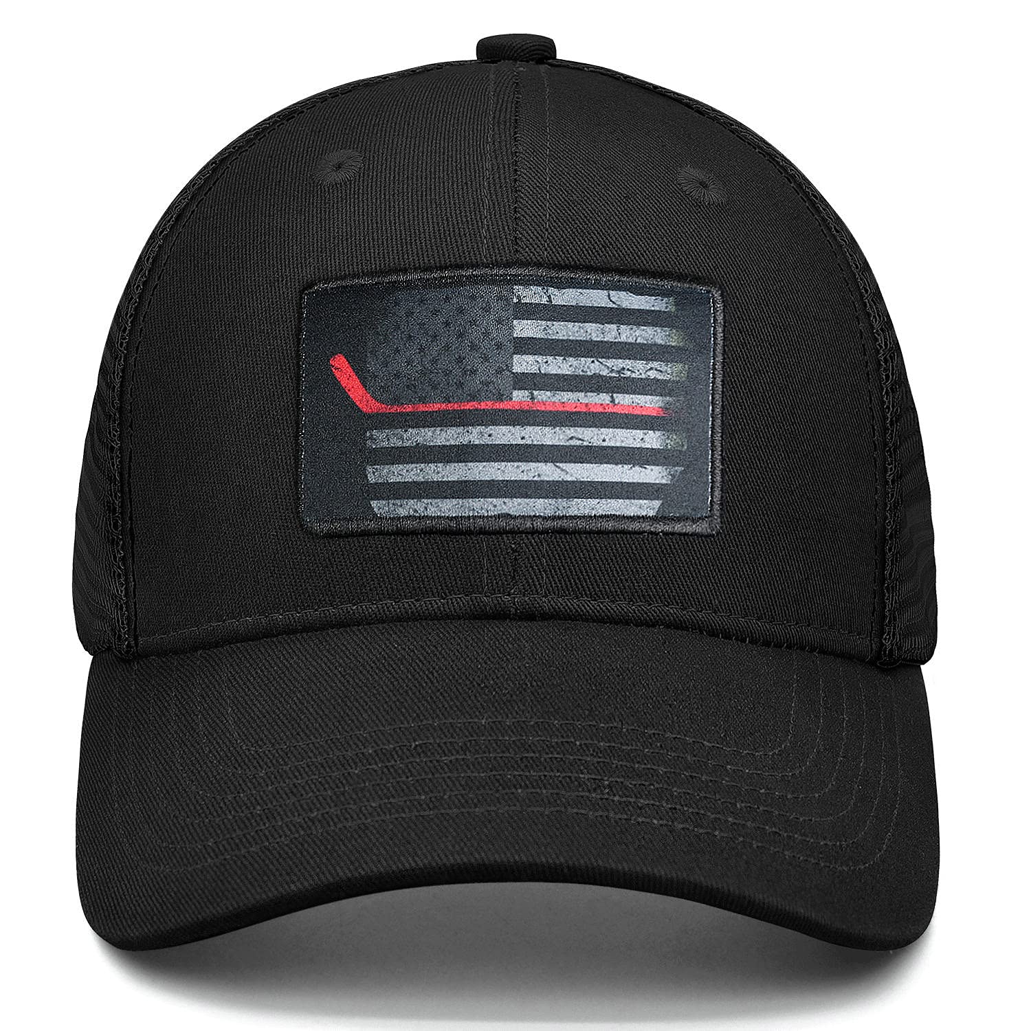 Nuyjimr American Team Hockey USA Flag Unisex Trucker Hats Visor Hats Mesh Hats Black