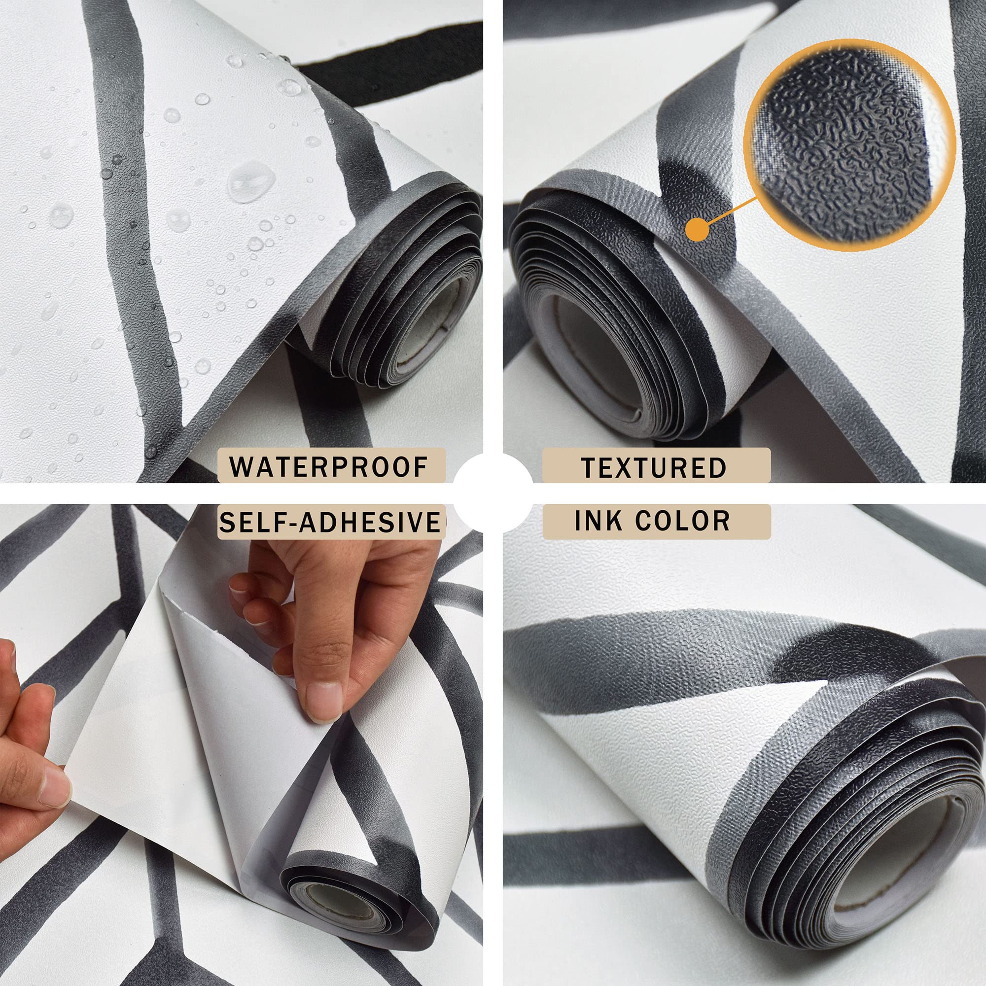 Naphite Black and White Wallpaper Peel and Stick Wallpaper for Bedroom Bathroom Self Adhesive Removable Wallpaper Boho Contact Paper for Cabinets Modern Stripe Wallpaper Vinyl Waterproof 17.7βΓ118β