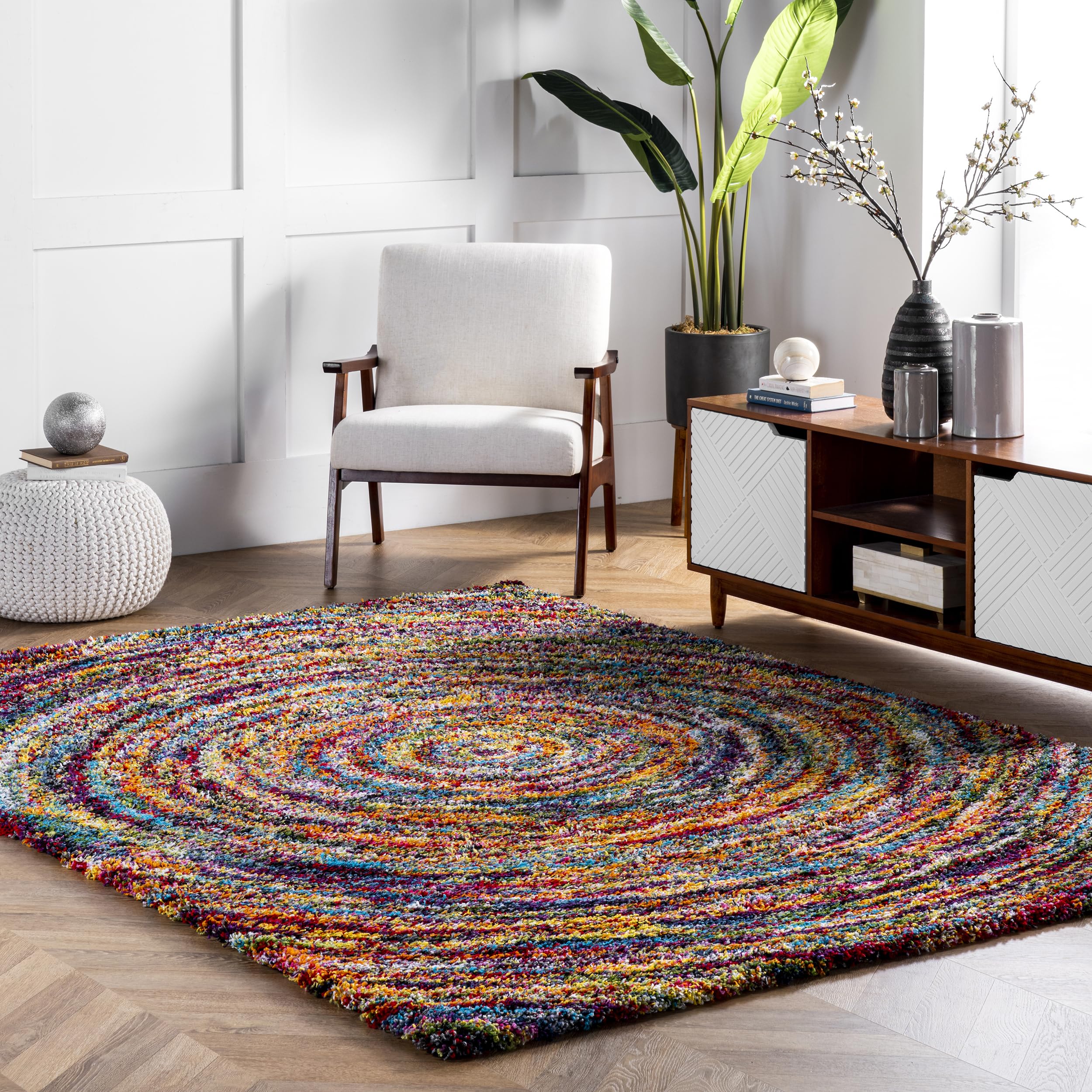 nuLOOM Ardelle Swirl Shaggy Area Rug, 8x10, Multi
