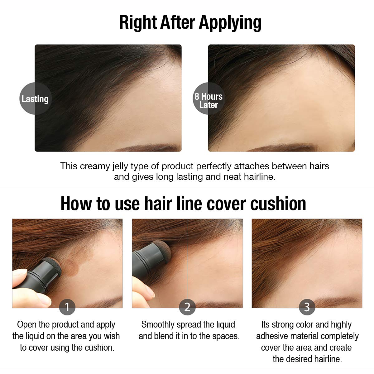 SO NATURAL HAIR LINE COVER CUSHION - DARK BROWN - HAIR LINE COVER UP CUSHION - Soft cream jelly texture