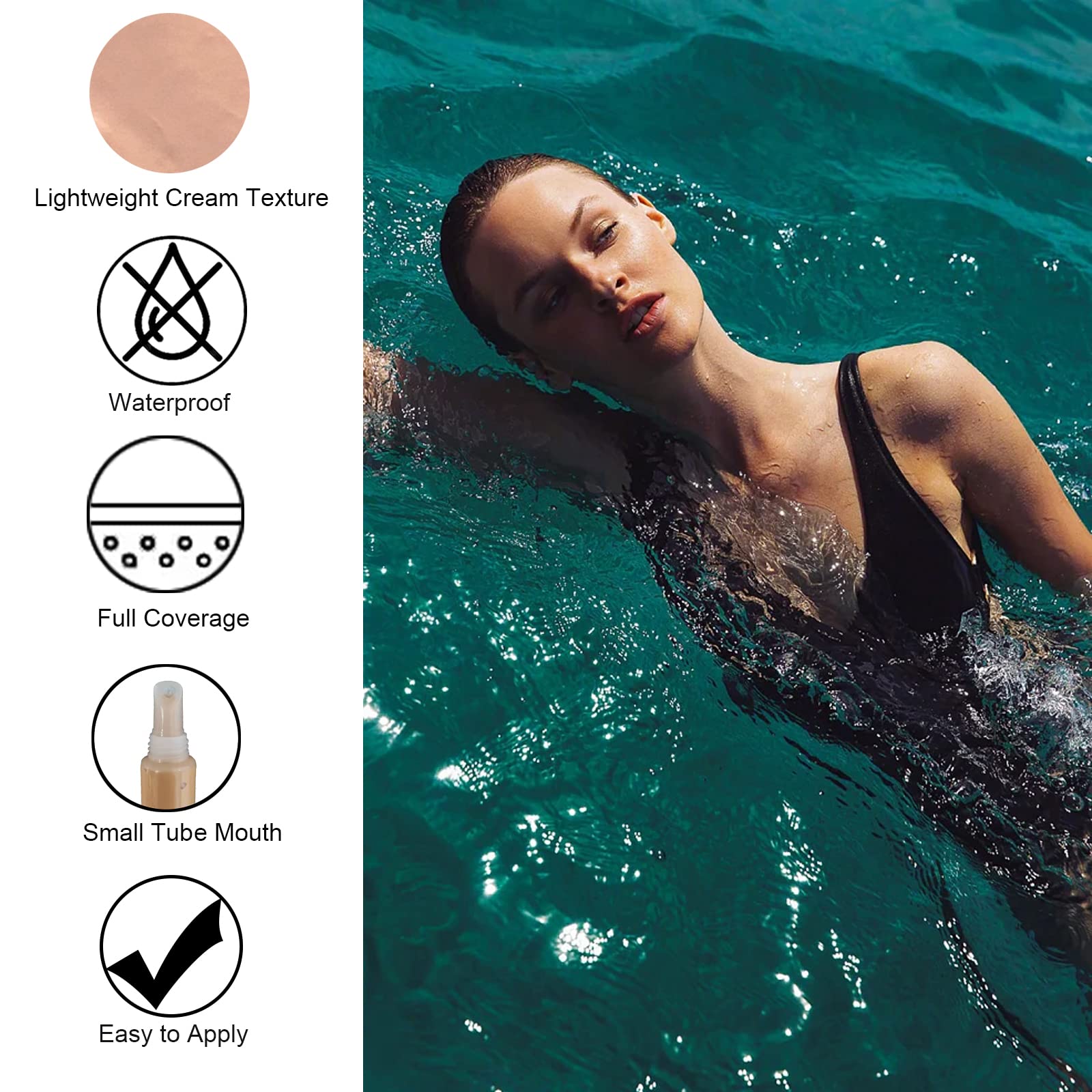 Rosarden Full Coverage Concealer for Dark Circles, Dullness, Imperfections and Visible Pore - Waterproof & Long Lasting Cream Concealer - Matte Finish Moisturizing Soft Lightweight Concealer