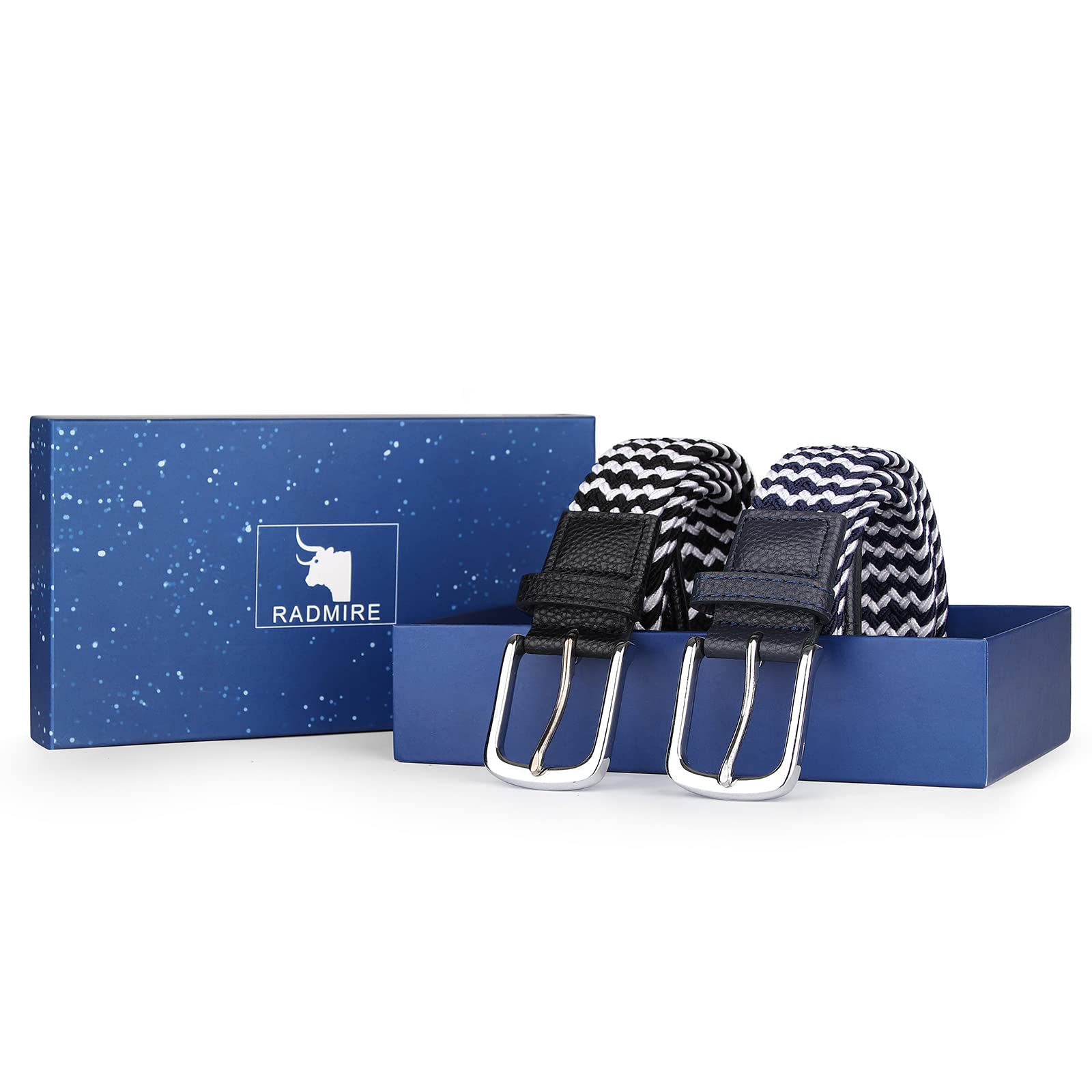Radmire 2 Pack Braided Elastic Belts for Men, Womens Stretch Golf Woven Belts for Jeans Pants