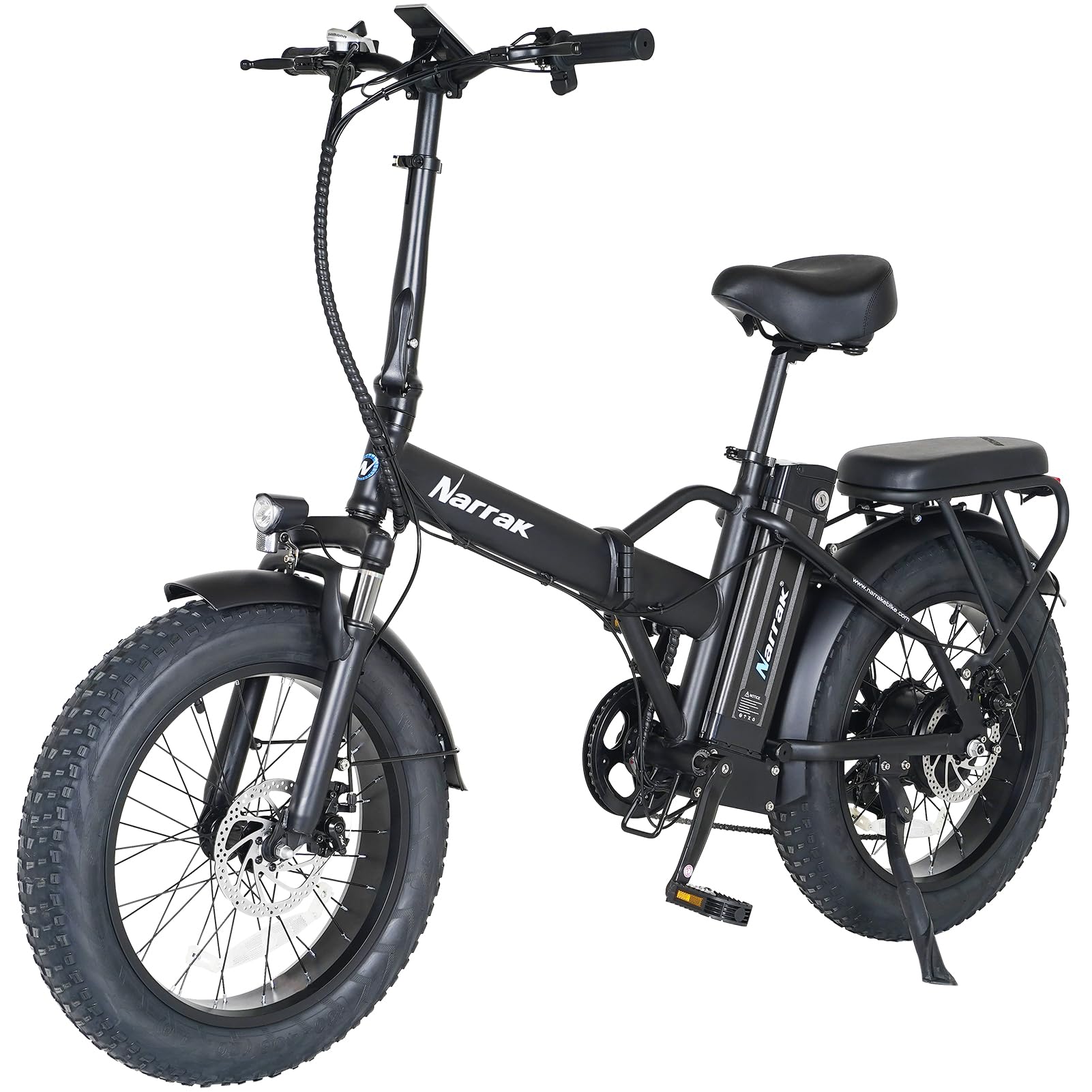 NARRAK Fat Tire Folding Electric Bike 48V 624Wh lithium Removable Battery Peak 1100W Brushless Motor Max Speed 28Mph M5 large LCD Display Suspension Step-Over Frame for Adults (S127-Bk/Or)