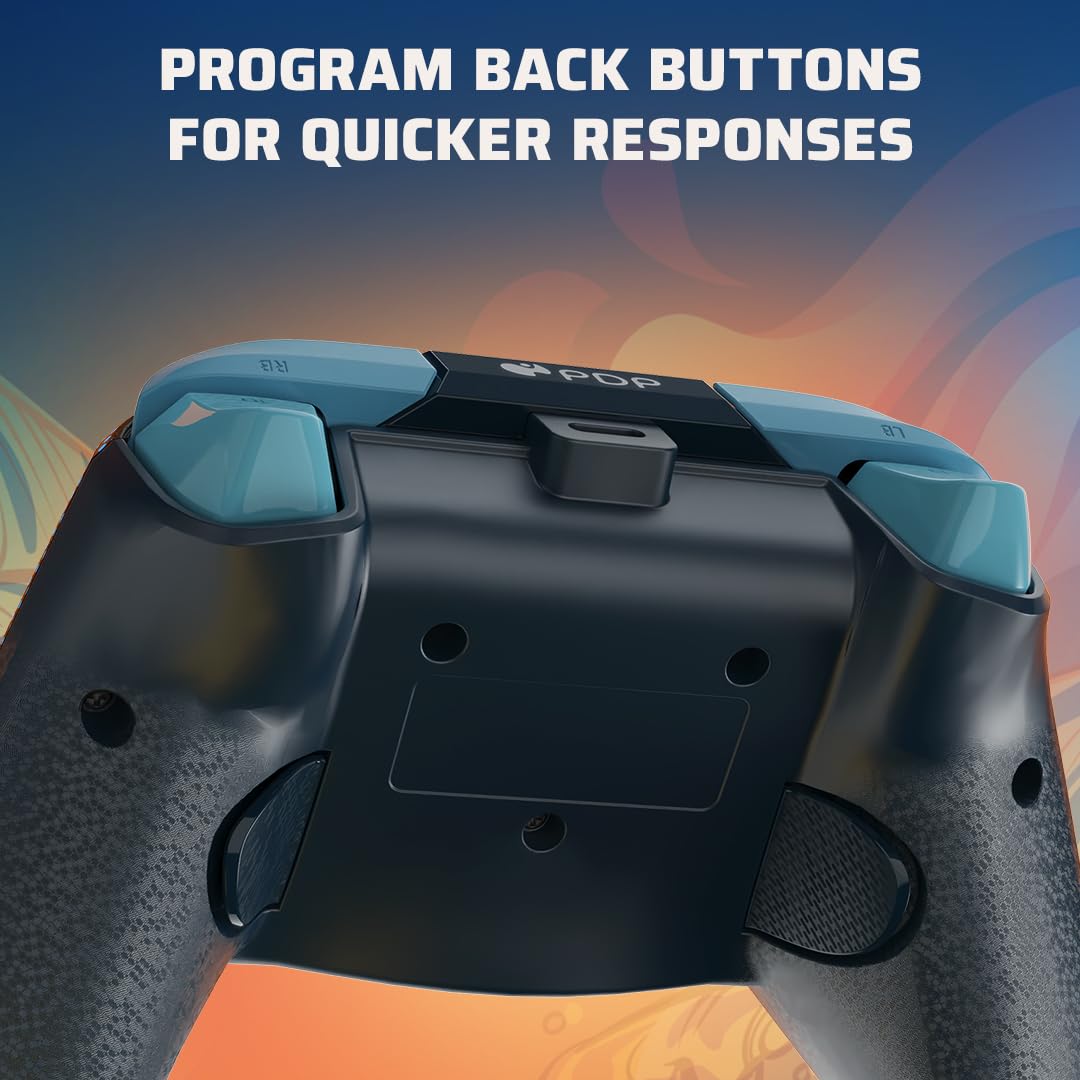 PDP Gaming REMATCH GLOW Enhanced Wired Controller Licensed for Xbox Series X|S/Xbox One/PC/Windows, Mappable Back Buttons, Advanced Customizable App - Blue Tide (Glow in the Dark)