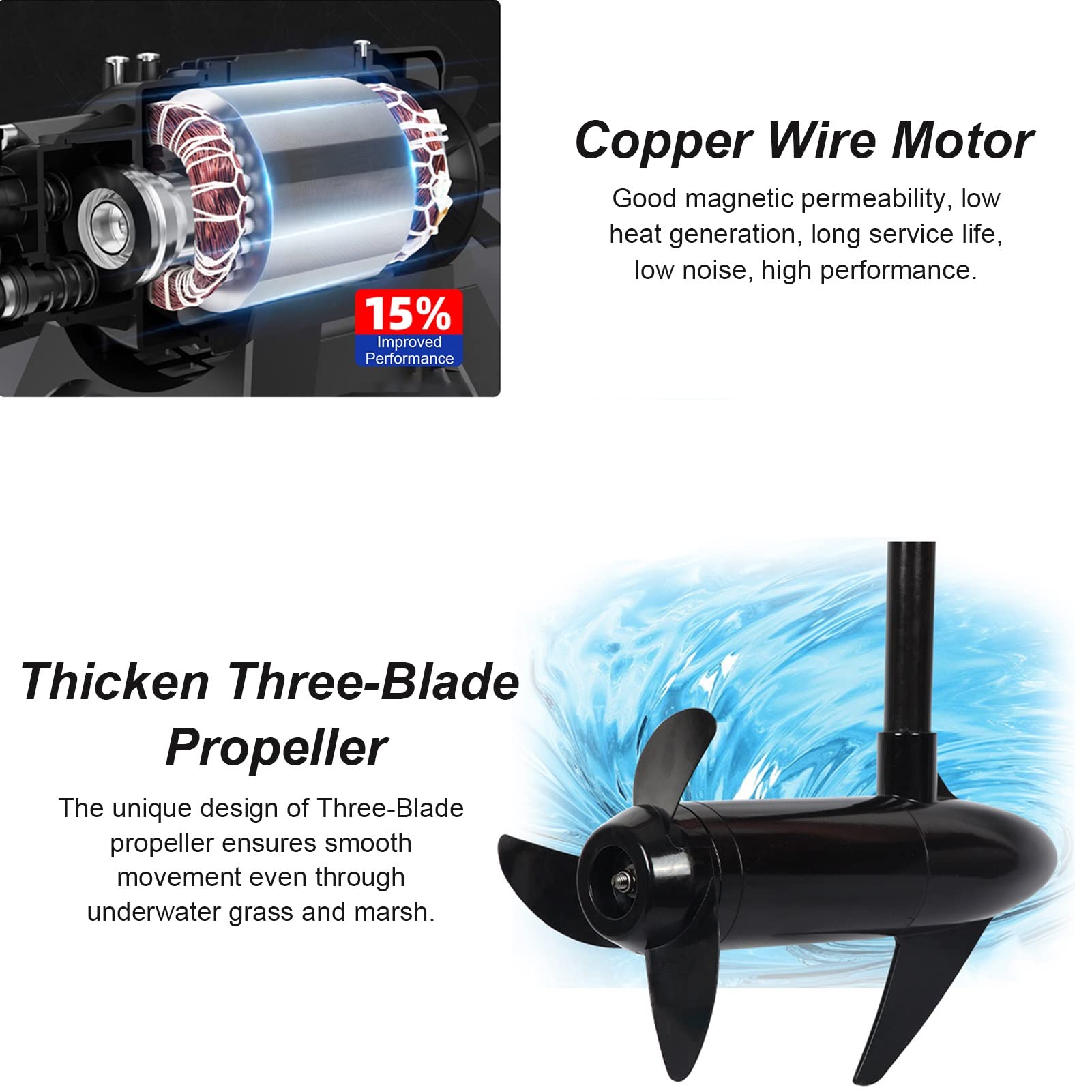 trolling Motor 24v 100 Lbs Thrust Boat Motors with Adjustable Handle, Inflatable Boat Fishing Boat Dinghy Kayak Outboard Motor, Saltwater Boat Motor