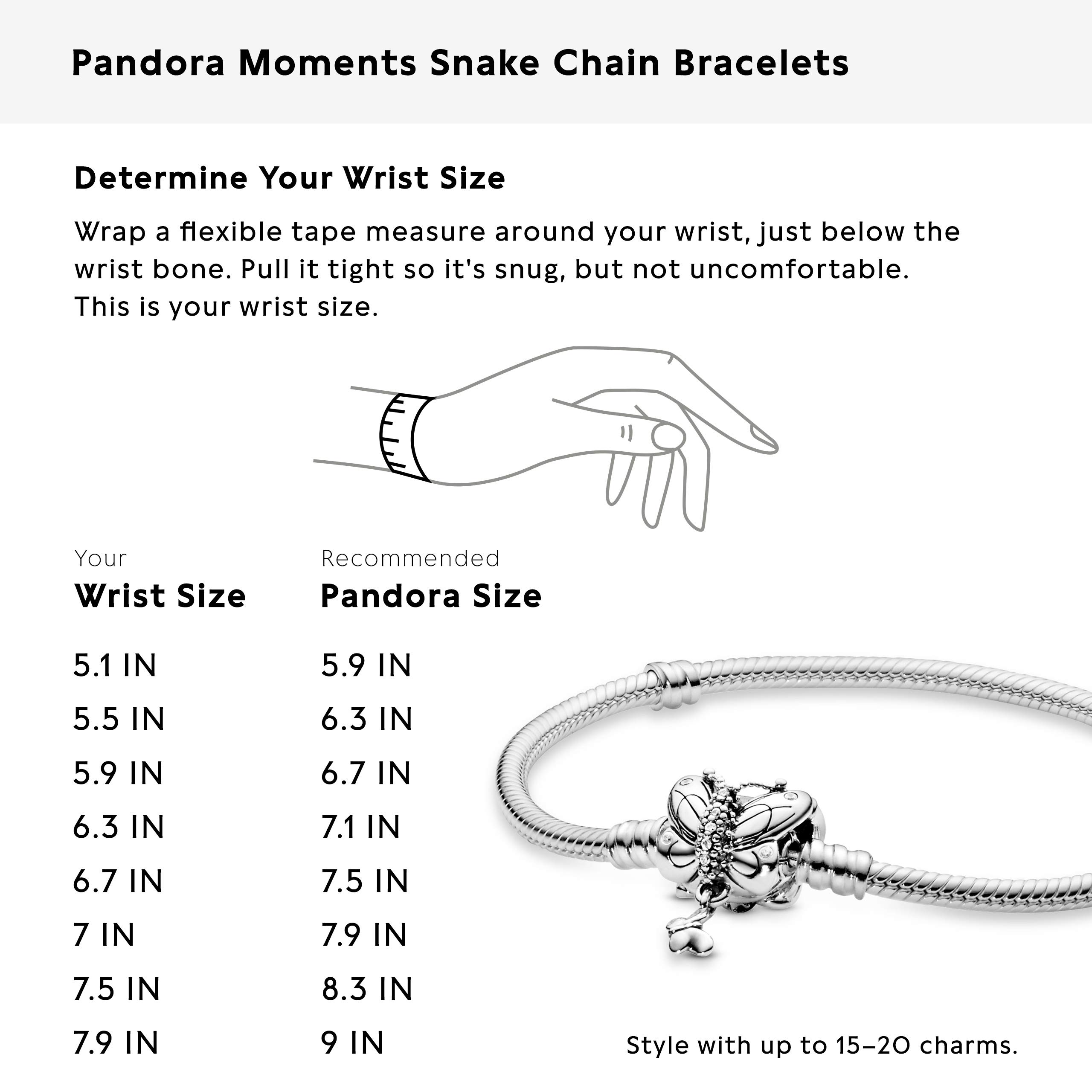 Pandora Jewelry Moments Butterfly Clasp Snake Chain Cubic Zirconia Bracelet in Sterling Silver, 6.7"
