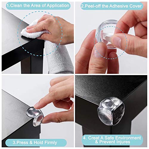 PandaEar Clear Corner Edge Protectors Guards 20 Pack | Baby Proofing Home | Invisible, Minimalist, Clear, Adhesive Soft Gel | Furniture, Hard Edges and Tables