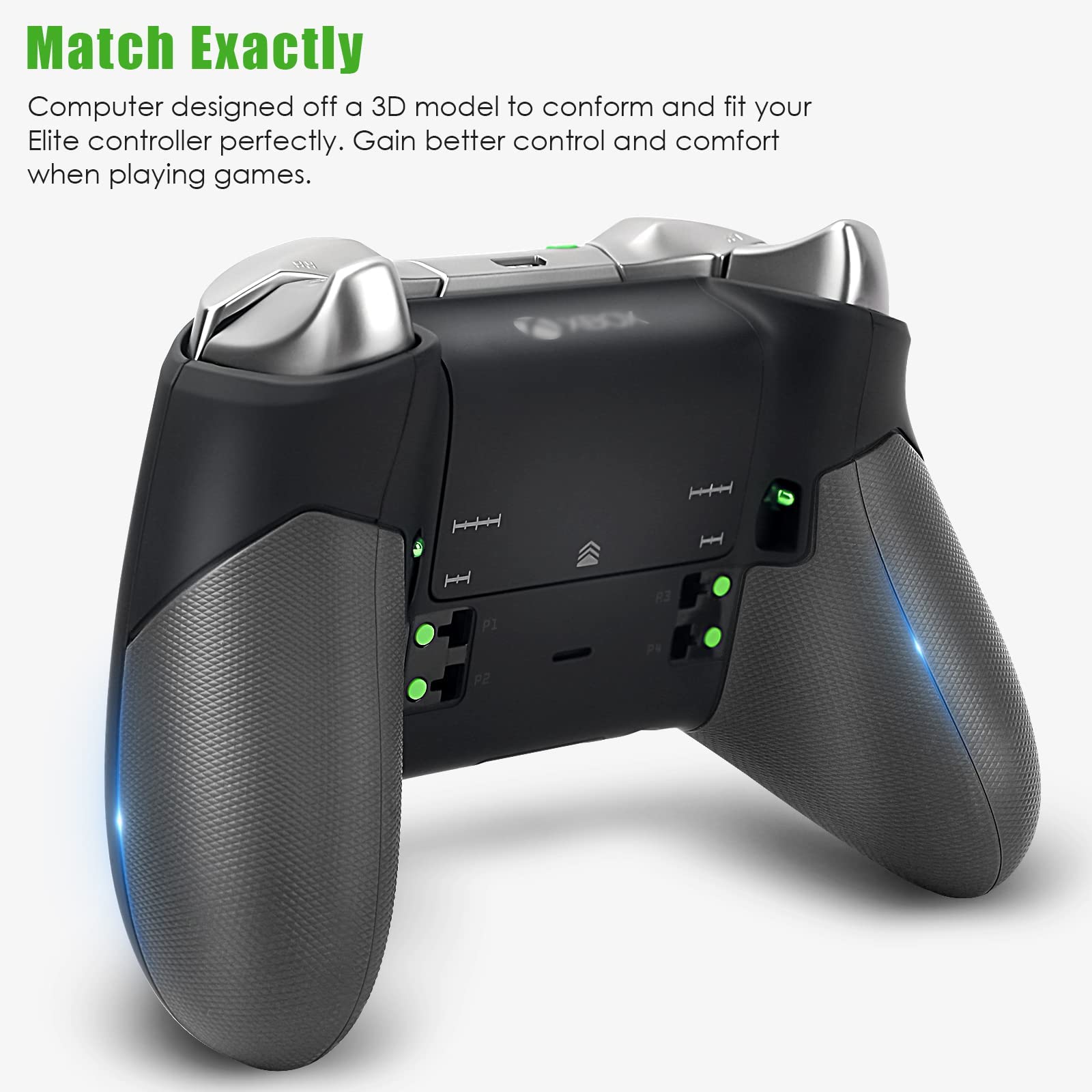 TOMSIN Rubberized Grips for Xbox Elite Controller, Replacement Left Right Rubber Back Panels Shell Parts