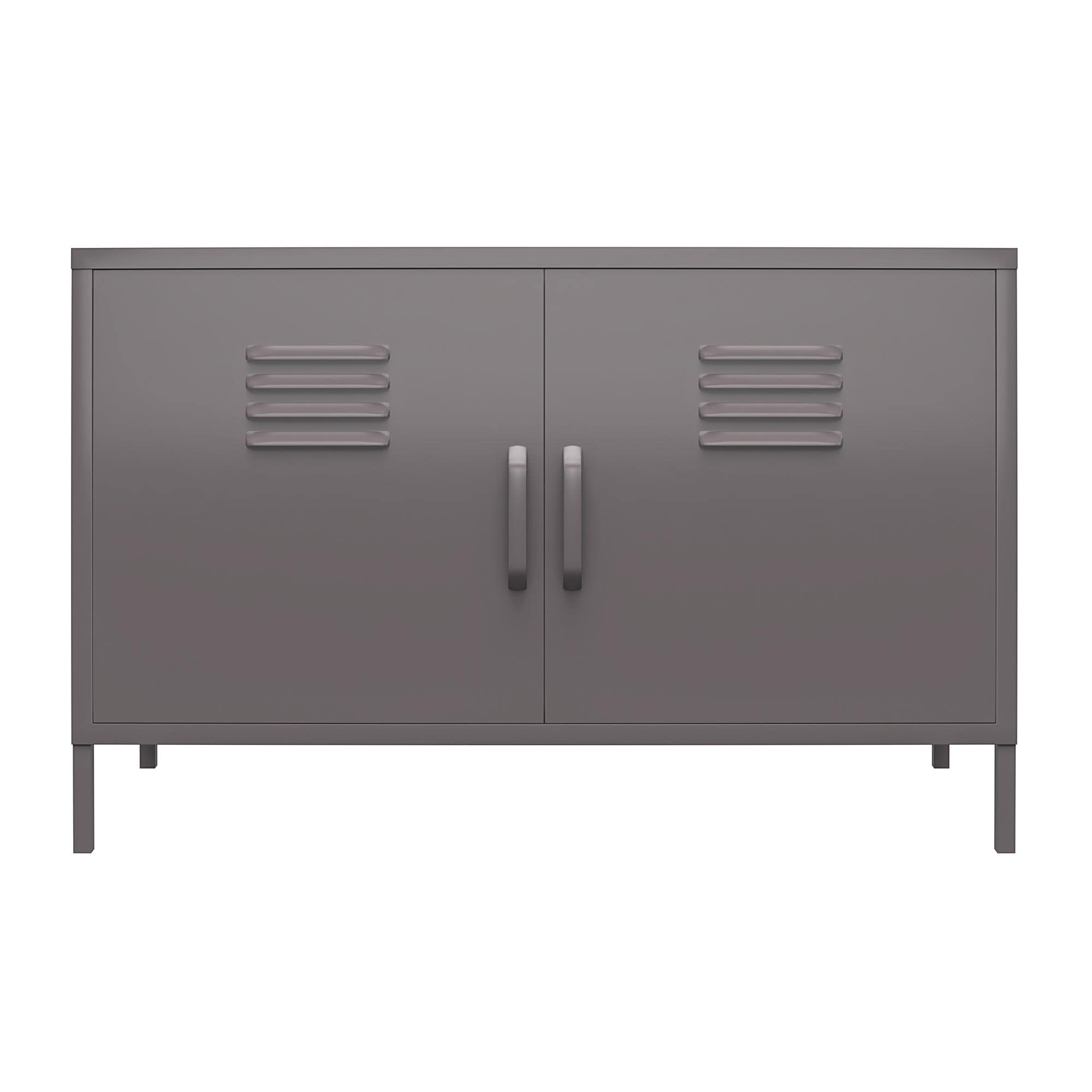 REALROOMS Bentley 2 Door Metal Locker Accent Cabinet, Graphite Gray