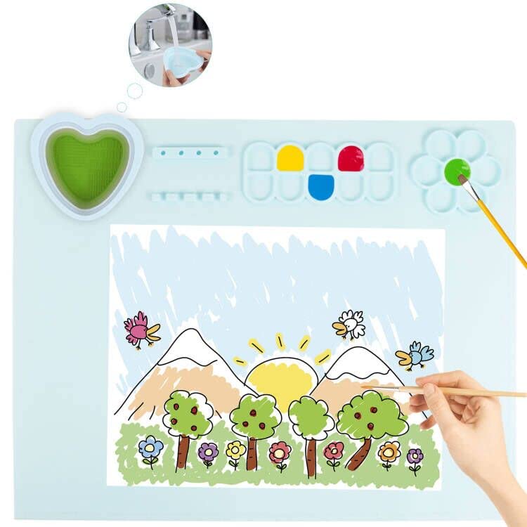 Silicone Mats for Crafts,Silicone Craft Mat with Cup for Kids,21"x16"Non Stick Silicone Mat for Resin Casting,Painting, Polymer Clay,DIY Project