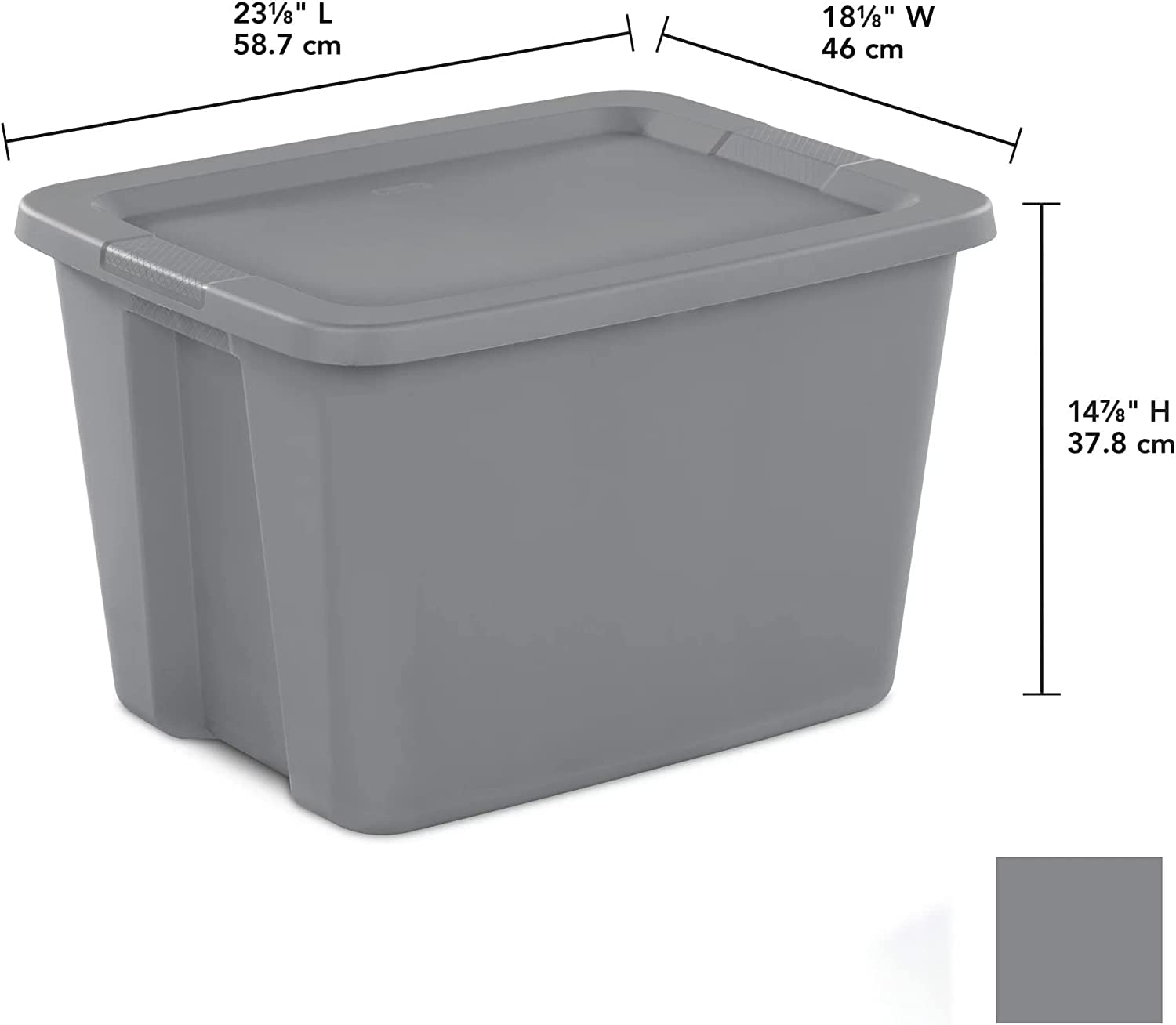ONECAM 18 Gallon Plastic Storage Tote Box,Storage Bin Tote Organizing Container With Durable Lid, Stackable and Nestable Snap Lid Plastic Storage Bin,Gray,Set of 8