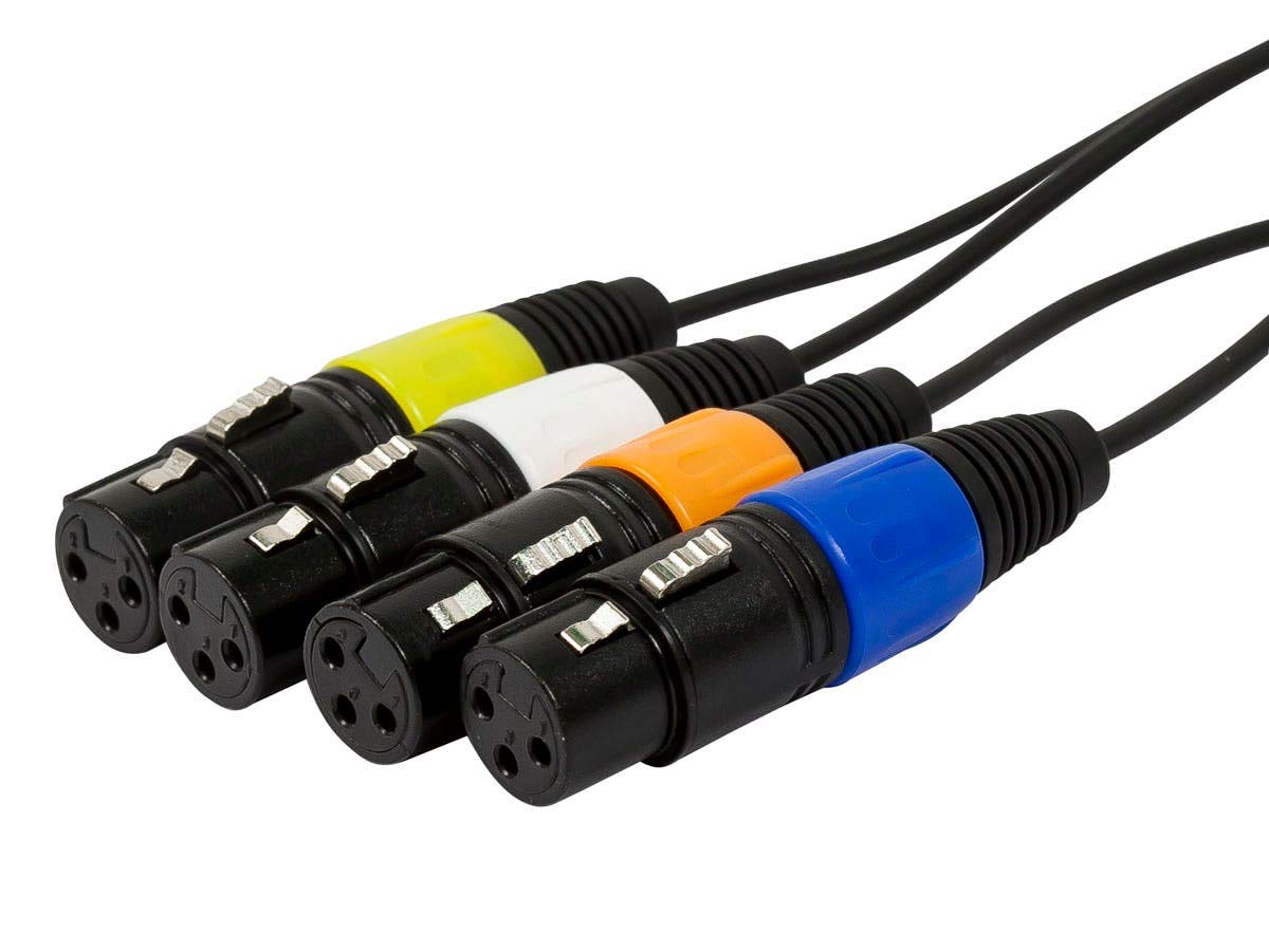 Monoprice 4-Channel TRS Male to XLR Female Snake Cable - 3 Feet - Black, 25AWG, with Slim, Molded Connector Housing
