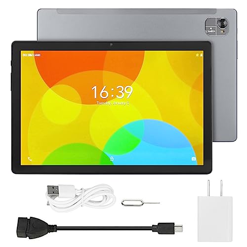 PenRux 10.1in Tablet, Smart Tablet Dual Camera and Speakers 1920x1200 Resolution 8GB RAM 128GB ROM for Entertainment for Studying (Grey)